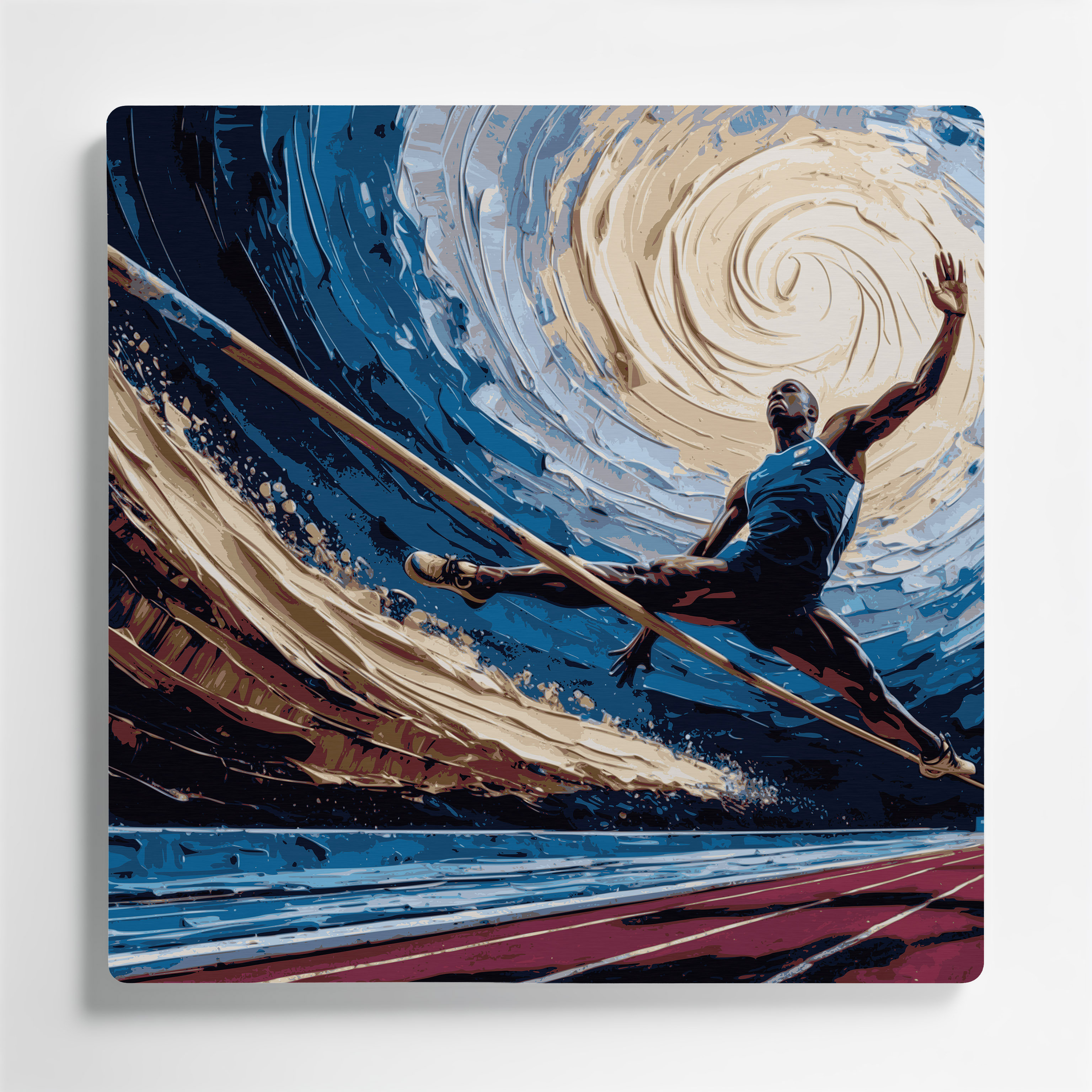 Brayden Studio® Sports Pole Vaulting Purple Metal Wall Art | Wayfair