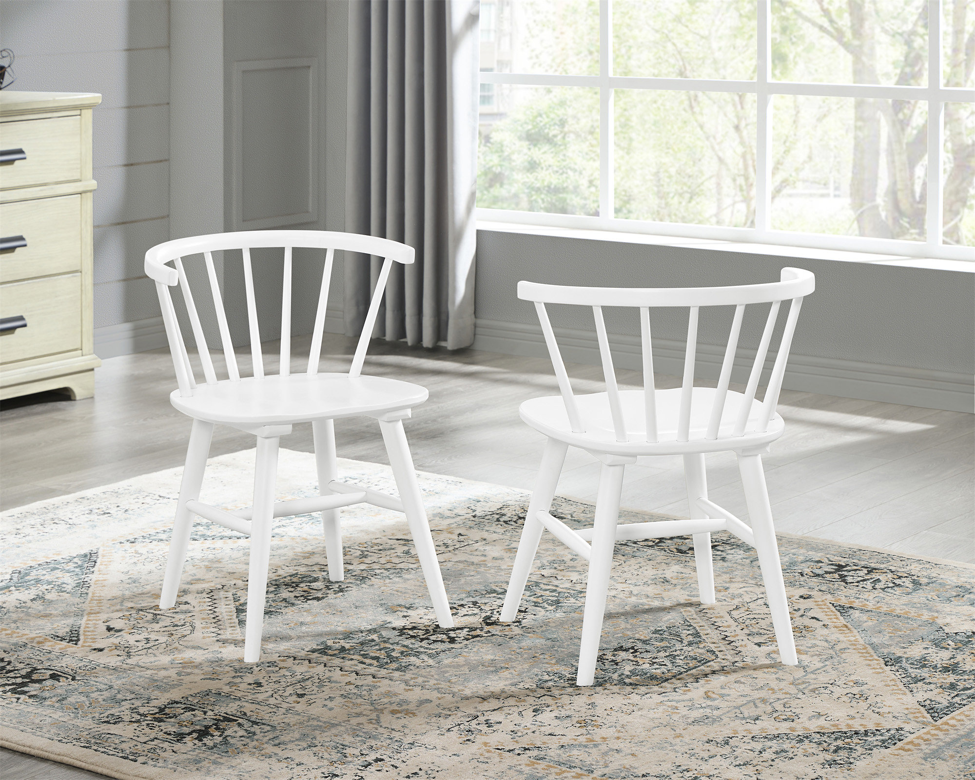 Gracie Oaks Rinco Solid Wood Spindle Windsor Chair Dining Chairs ...