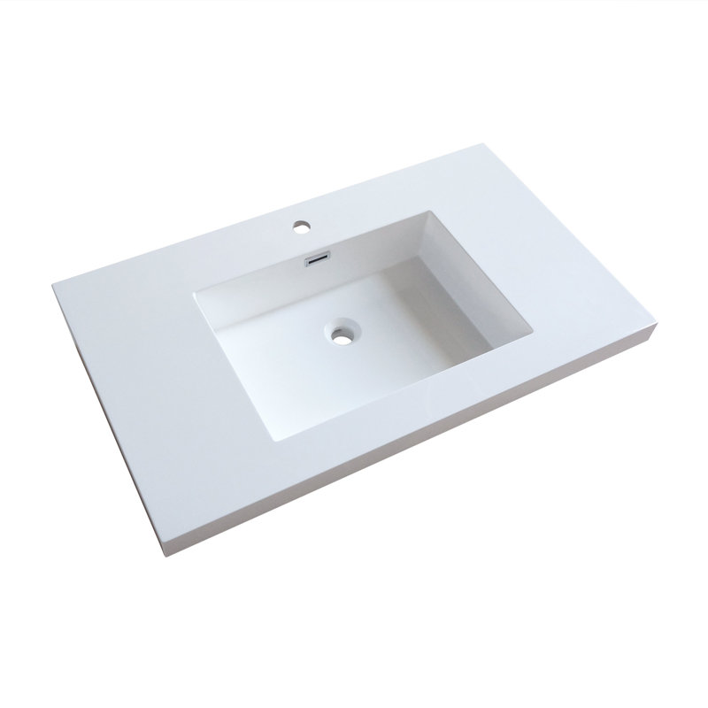 Dowell 37'' Rectangular Drop-In Vanity Tops with Overflow | Wayfair