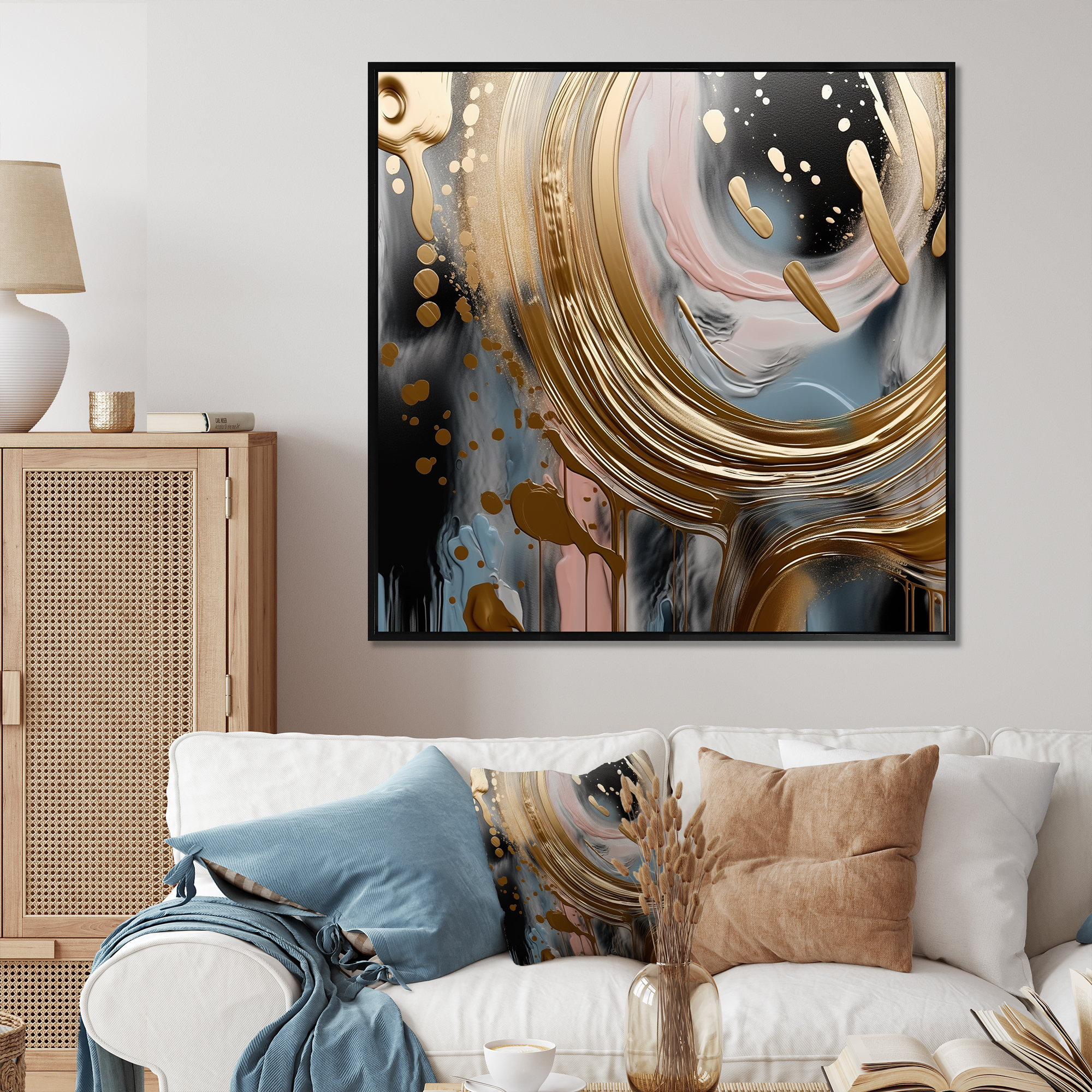 Mercer41 Abstract Golden And Pink Infinity Circles VI - Abstract Shapes ...