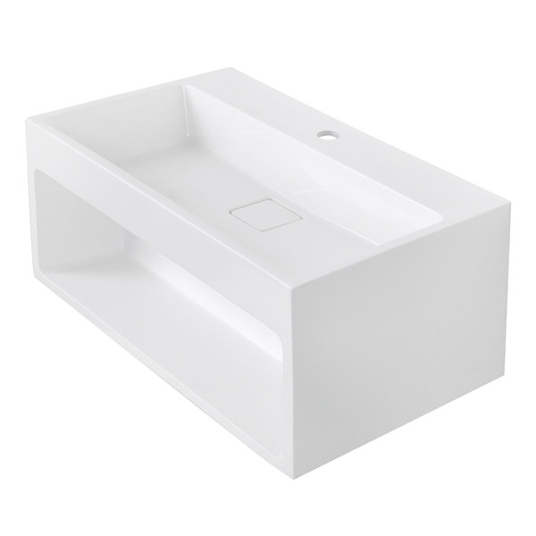Streamline Bath Solid Surface Resin 25.6" Wall-Mounted Single Bathroom ...