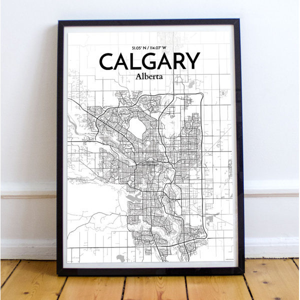 East Urban Home Calgary City Map - Single Picture Frame Print | Wayfair ...