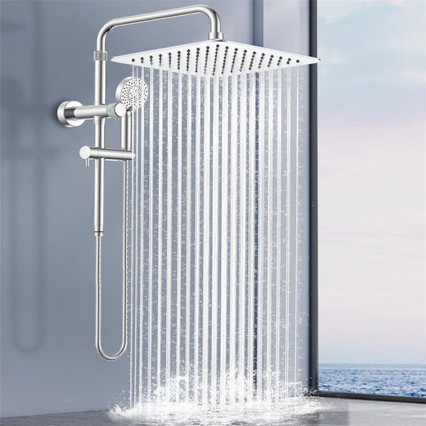 Priyet Chrome 10 Inch High Pressure Rain Shower Head,Height Adjustable ...