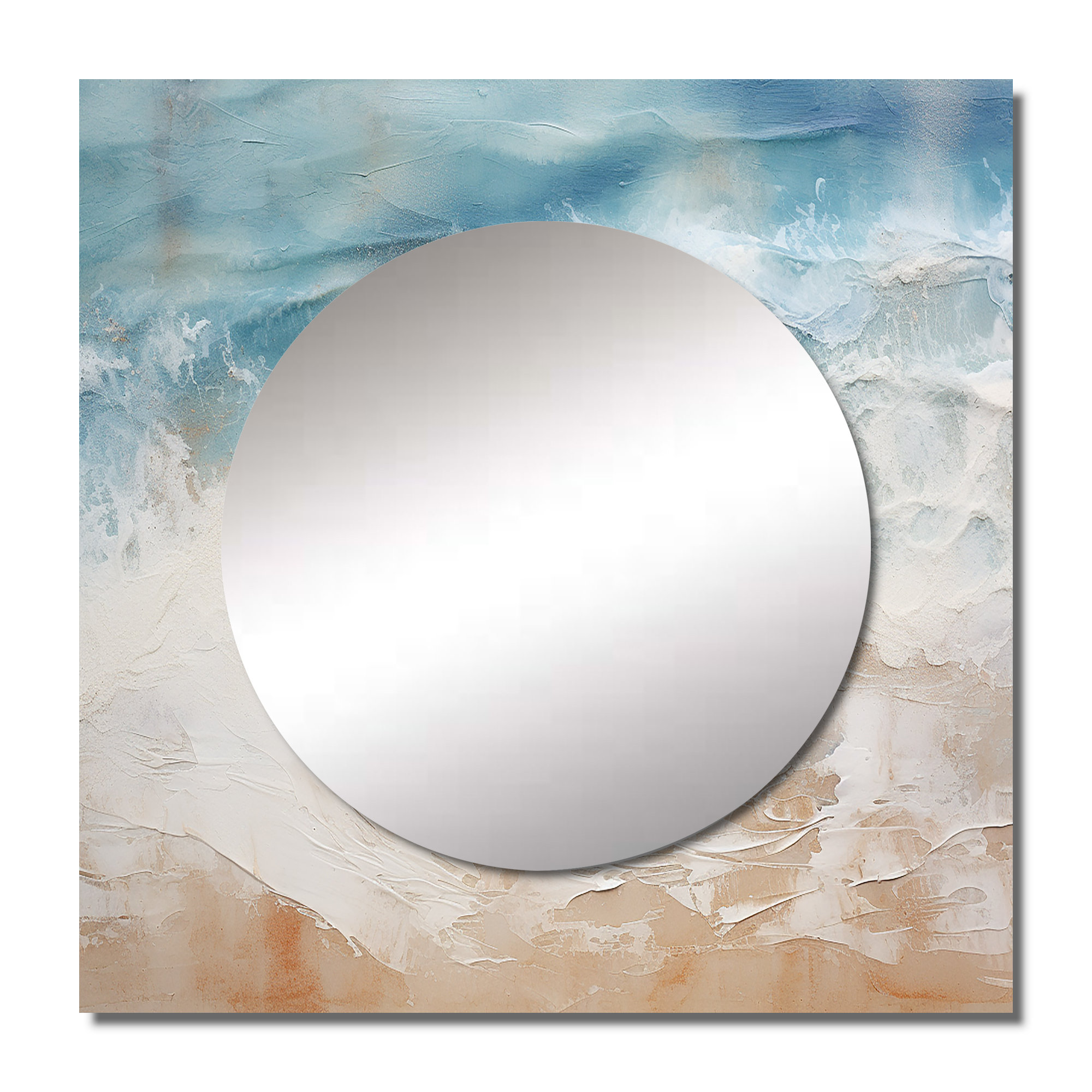 Design Art Modern Blue And Beige Sand Aerial View I - Coastal Beach ...