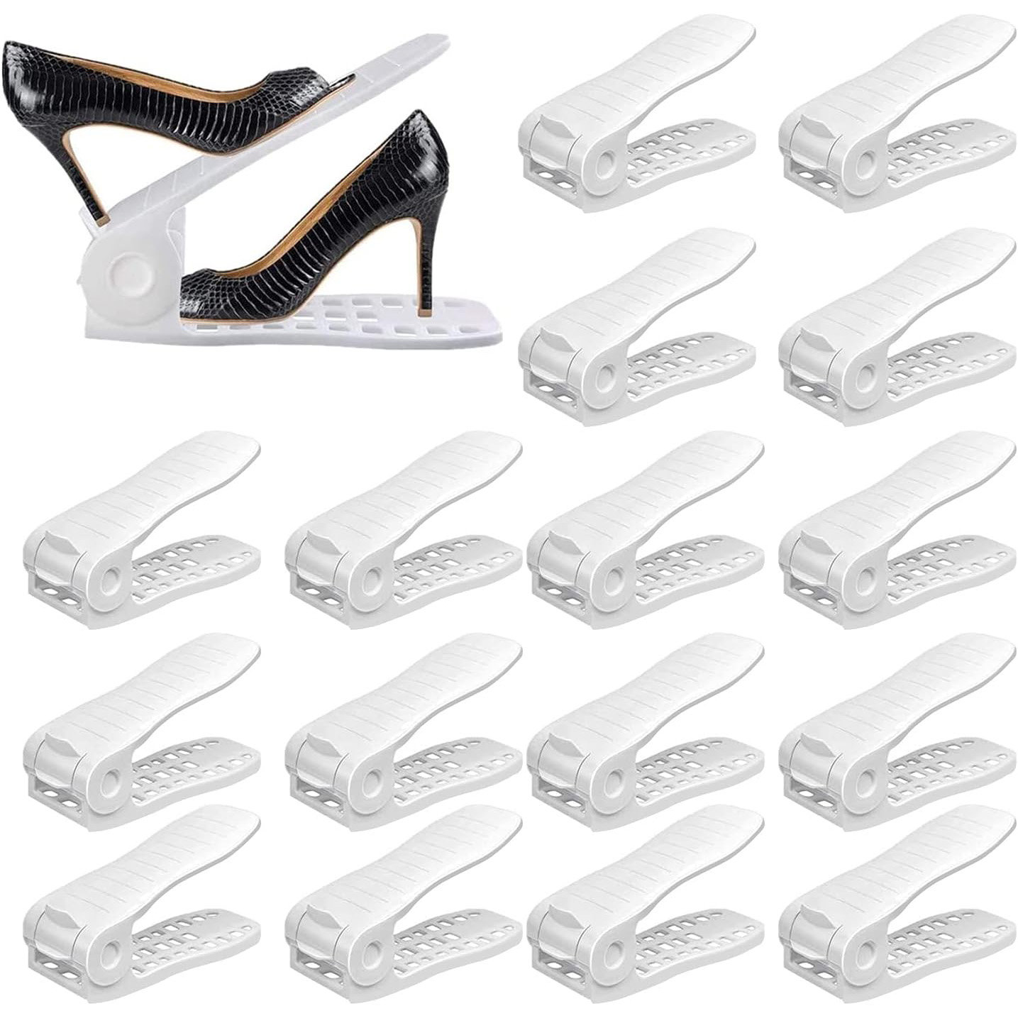 Rebrilliant Shoe Slots Organizer, Adjustable Shoe Stacker Storage Space ...