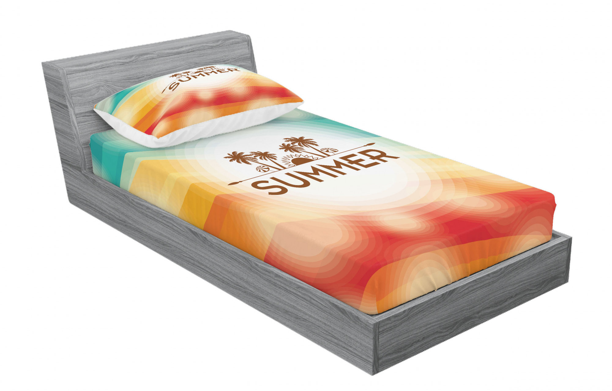Ambesonne Tropical Holiday with Palm Tree and Sun Sheet Set | Wayfair