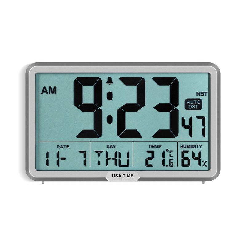 Ebern Designs LCD Digital Display Alarm Clock - Gray | Wayfair