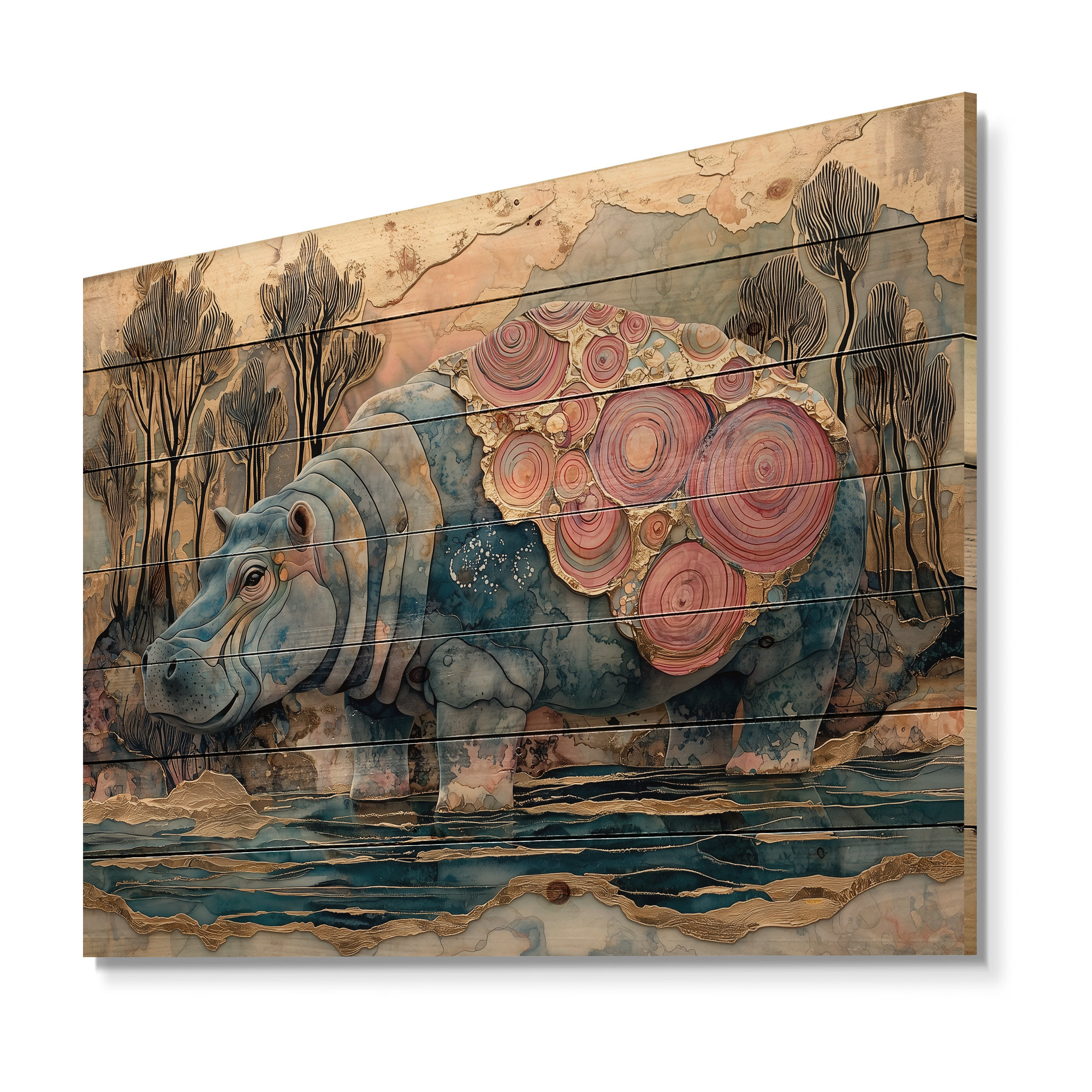 Dakota Fields Abstract Hippopotamus Serenity In Africa II ...