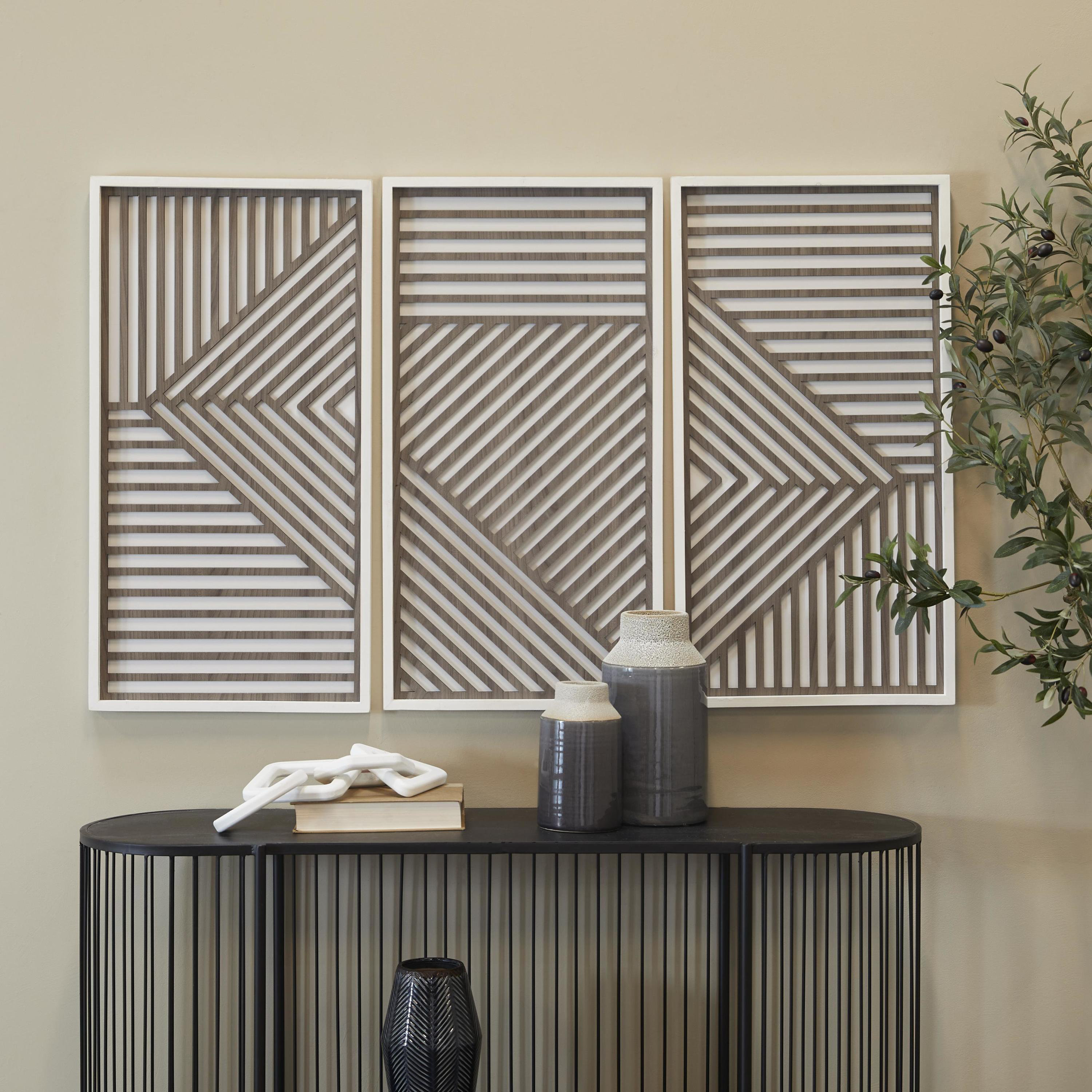 Wade Logan Breinne 3 Piece Contemporary Wood Geometric Wall Décor Set ...