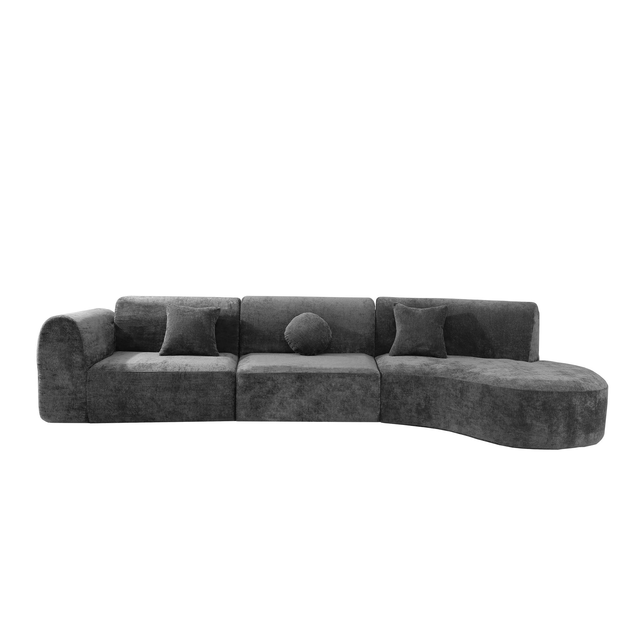 Latitude Run® 140" Modern Curved Sectional Sofa with High-Density Fully ...