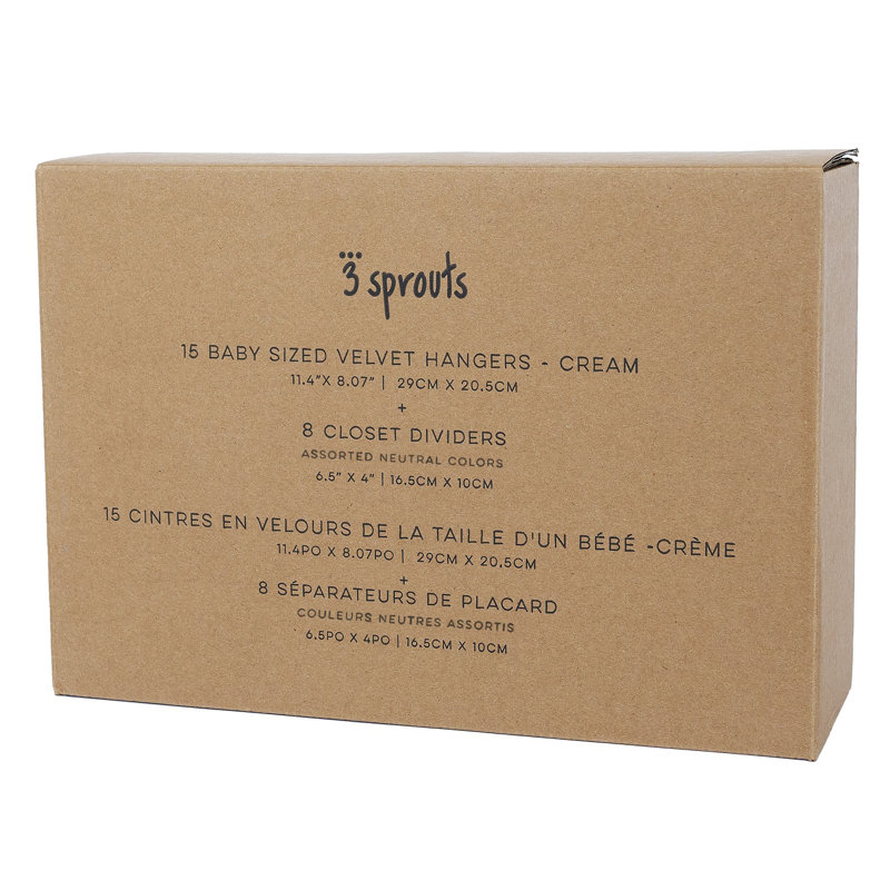 3 Sprouts - Baby Hangers in Cream - 15 pack & Closet Divider Set ...