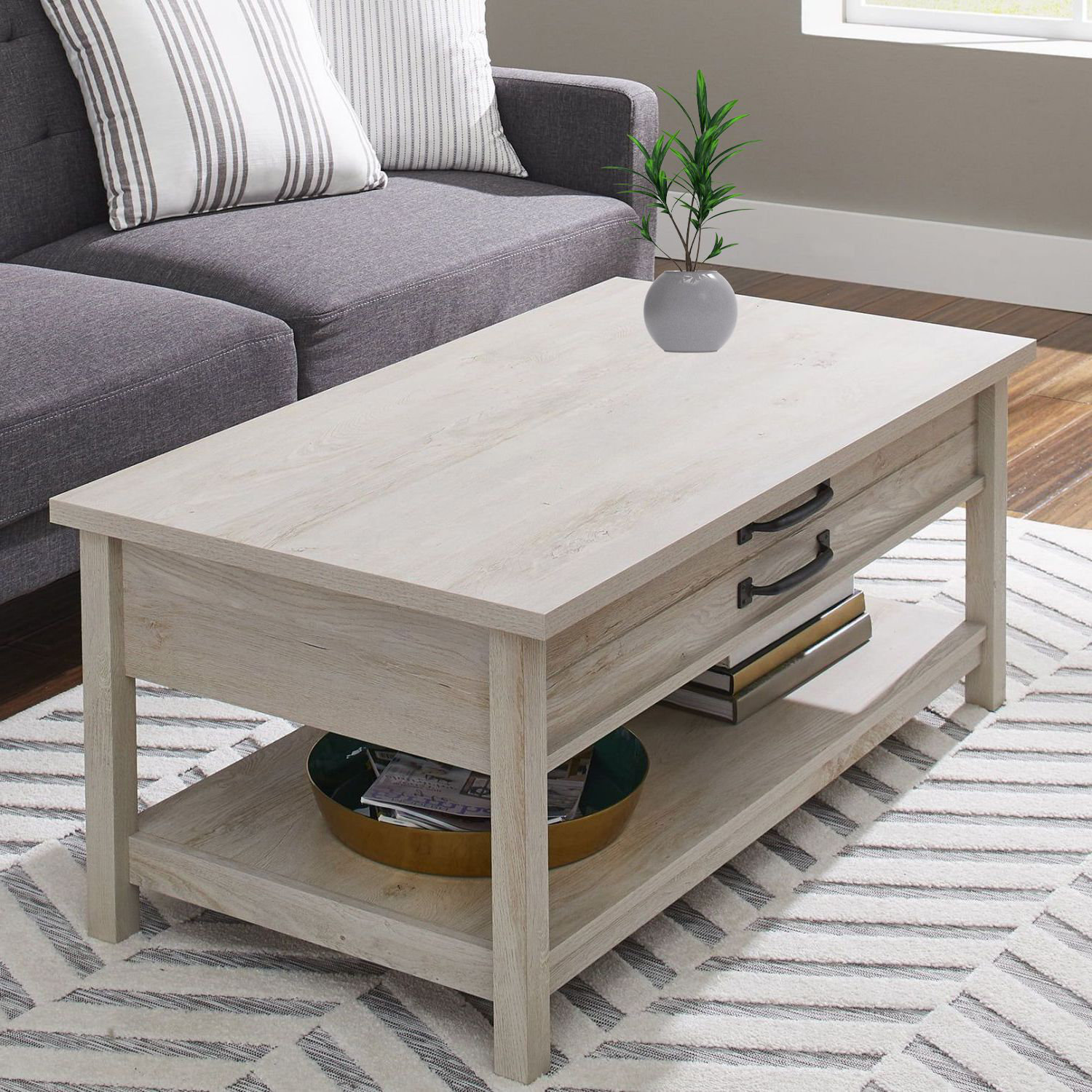 Gracie Oaks Modern Farmhouse Rectangle Lift Top Coffee Table - Wayfair ...