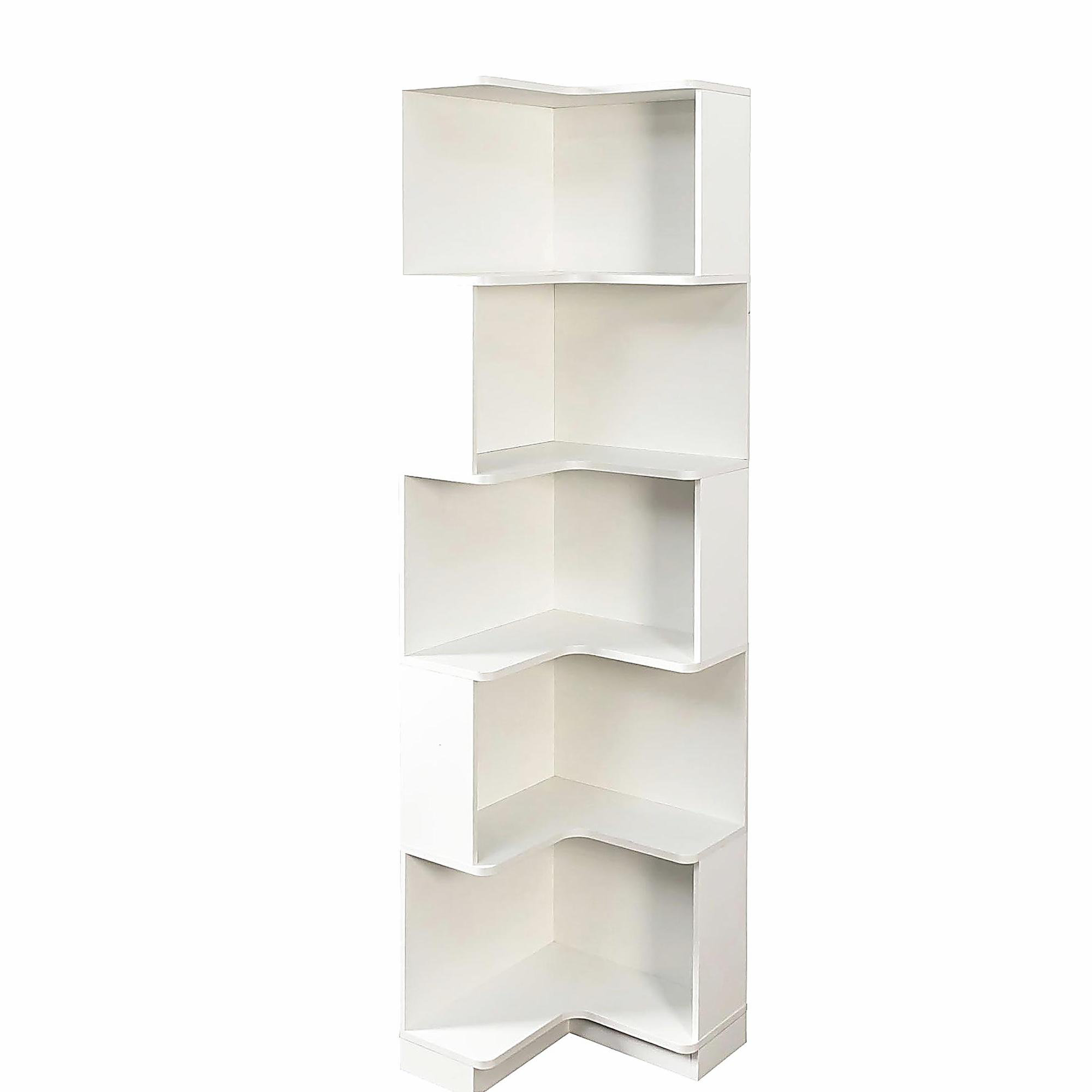 Ivy Bronx 5 Tier Corner Bookshelf Bookcase, Freestanding L Shaped ...