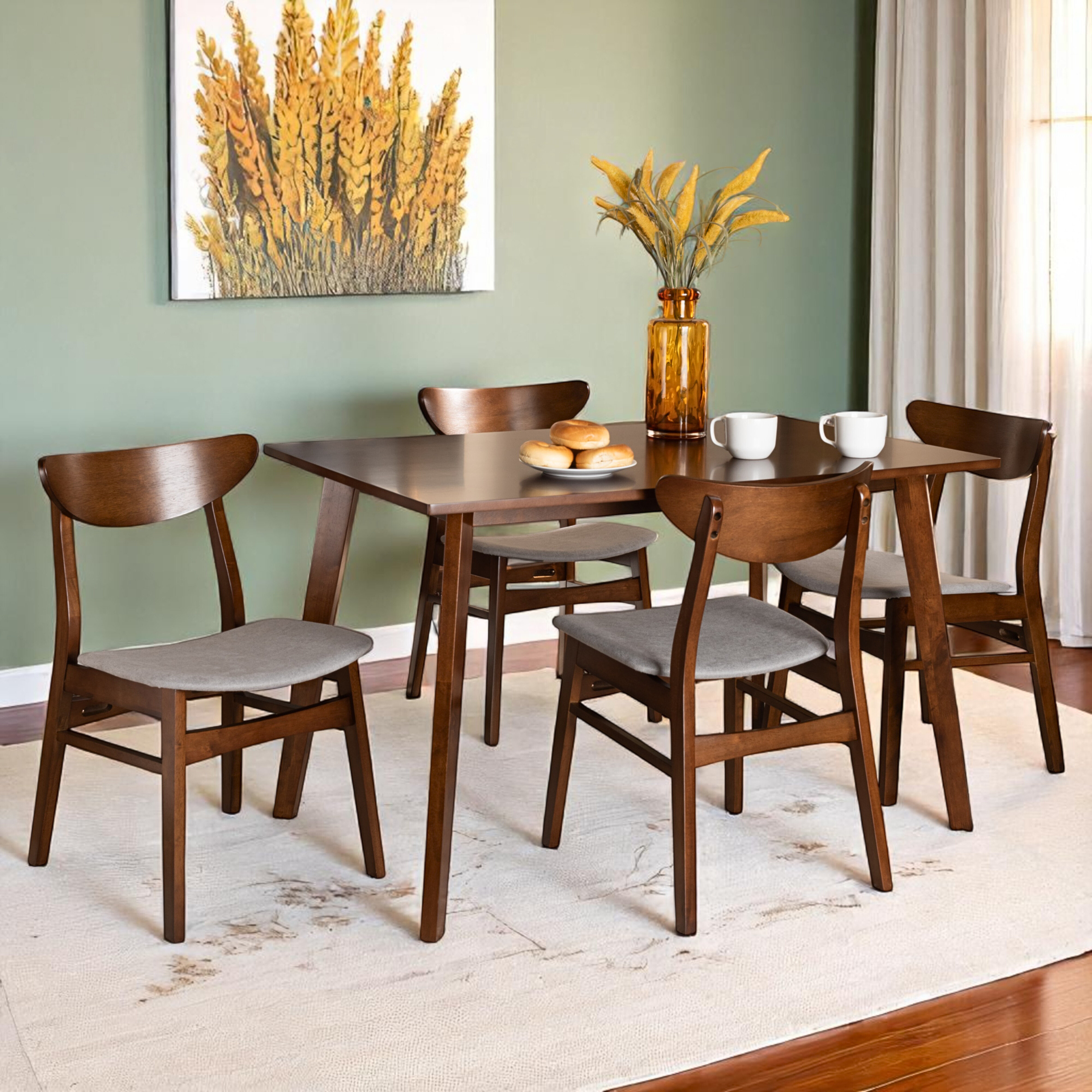 George Oliver Mingle 5-Piece Dining Set with Fabric Upholstery and ...