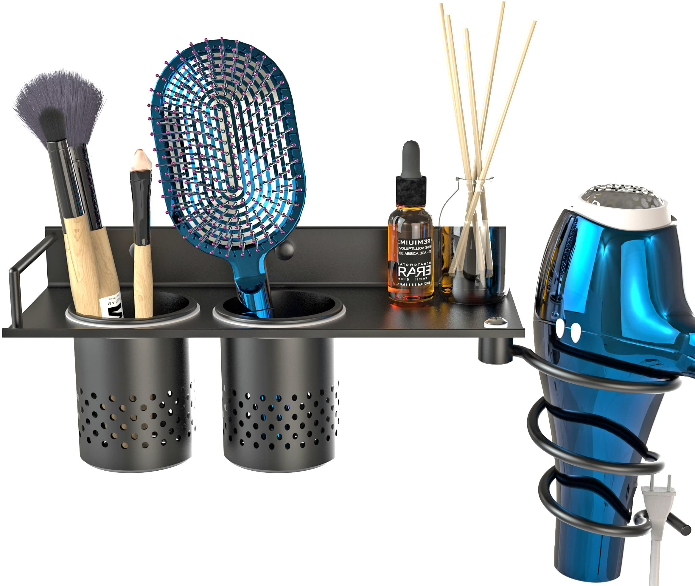 Hokku Designs Hair Dryer Holder, Hair Tool Organizer Wall Mounted With ...
