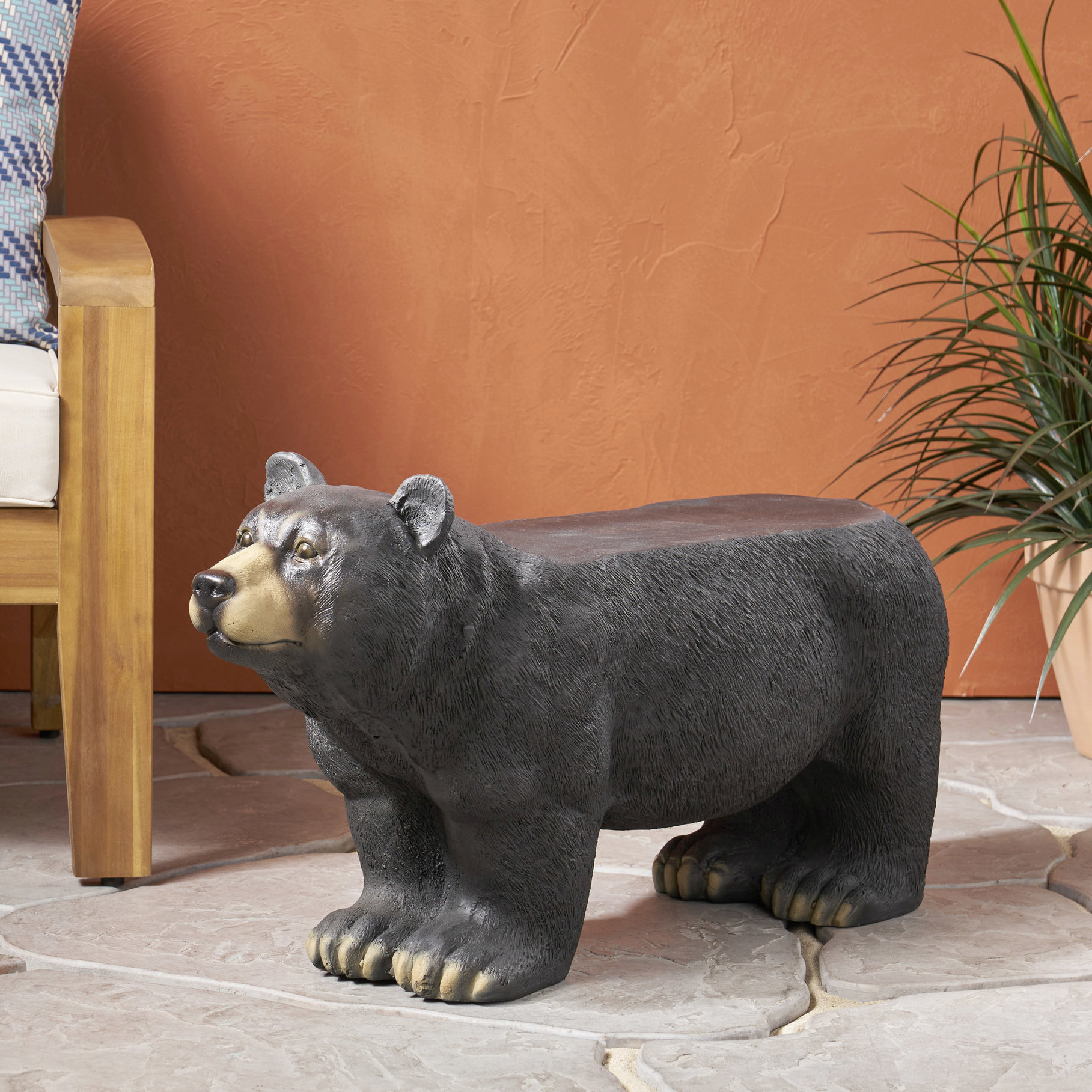 IntrospectiveIncline Lightweight Concrete Bear Bench For Outdoor ...