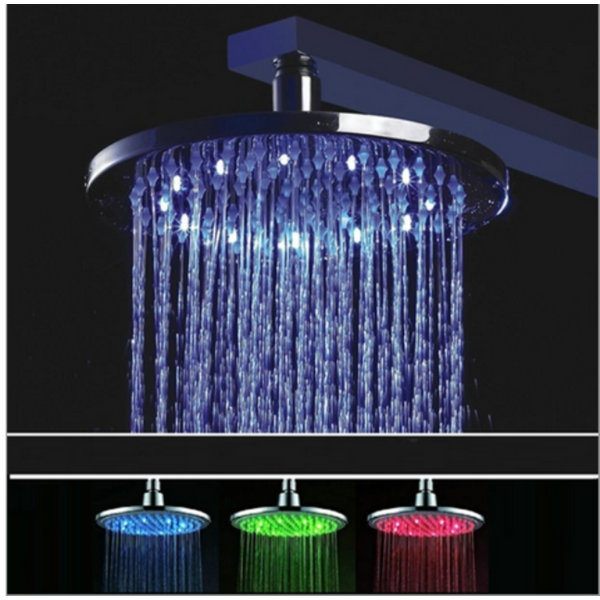 Juno Showers Juno Contemporary Chrome Finish Round LED Shower Head ...