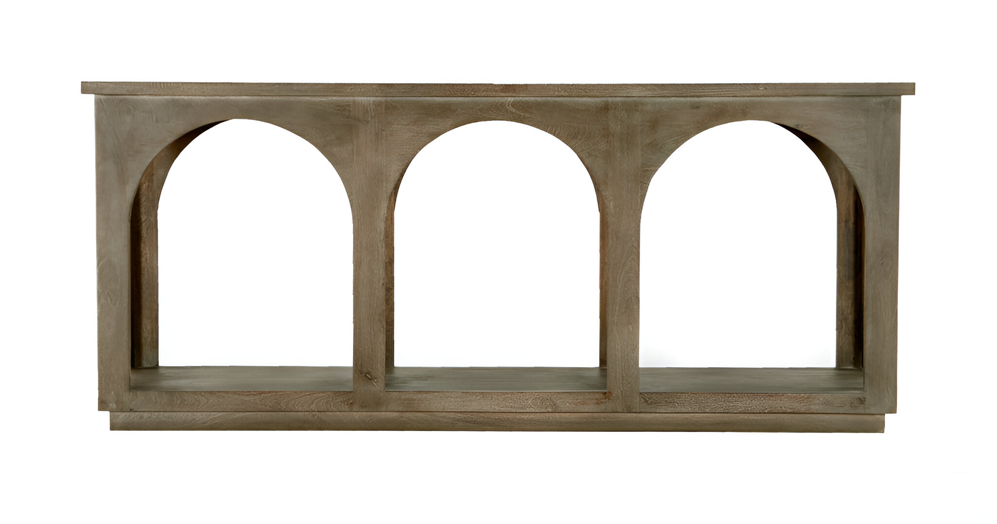 HomeRoots 77" Brown Solid Wood Distressed Console Table With Arch ...