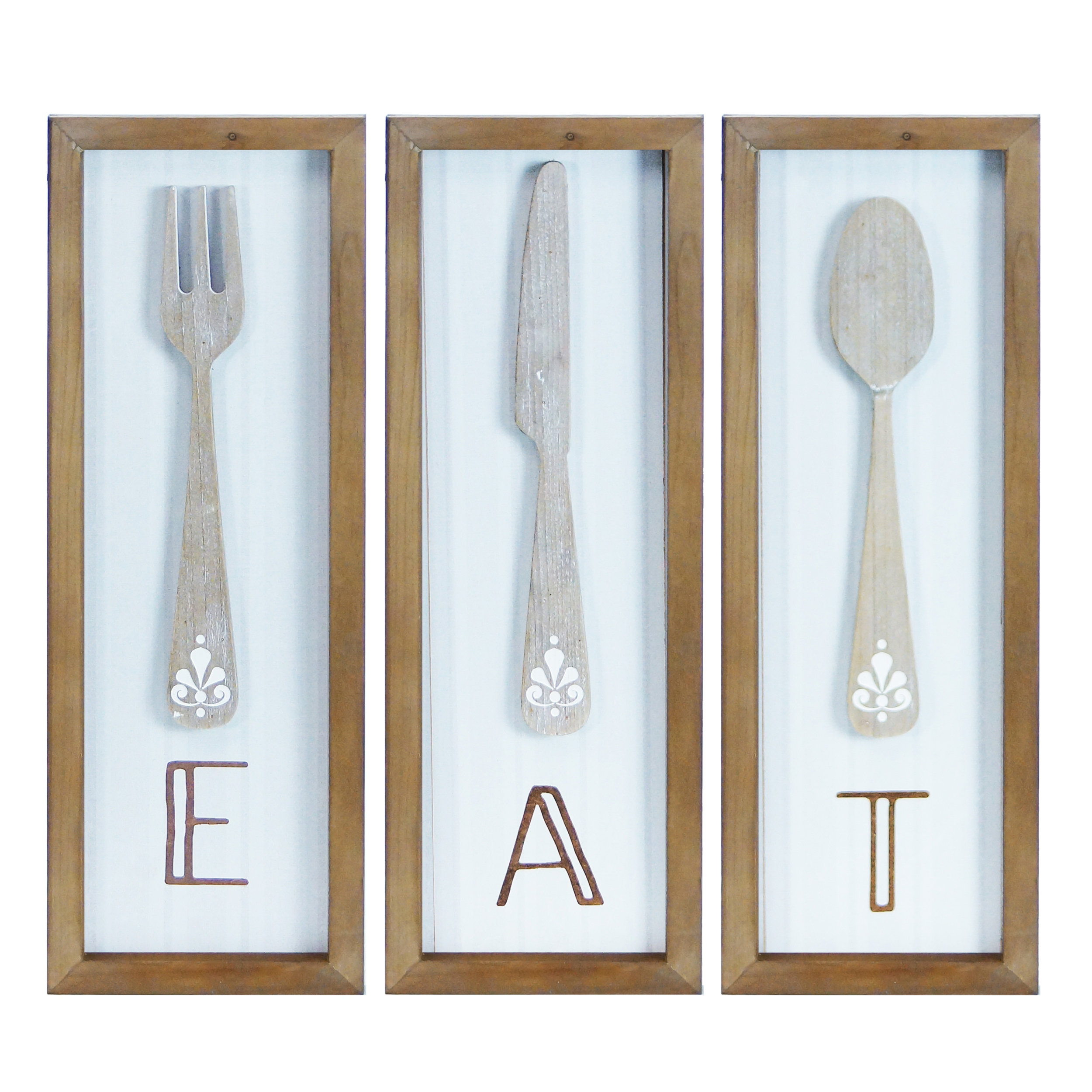 Gracie Oaks VIP Wood 16.88 in. White Eat Sign Set of 3 - Wayfair Canada