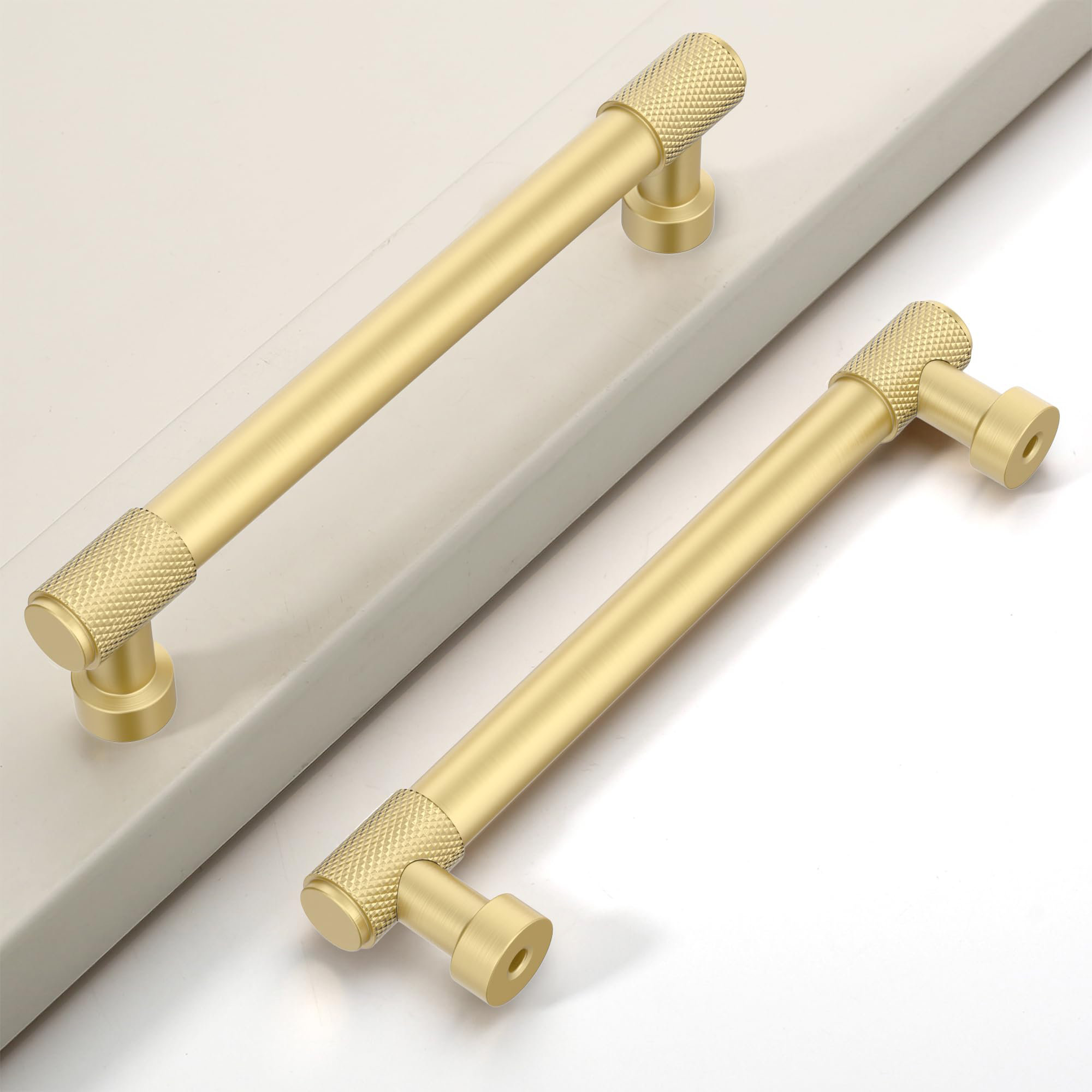 COAHAHA Brushed Gold Metal Cabinet Handles - 5" Hole Centers - 12 Pack ...