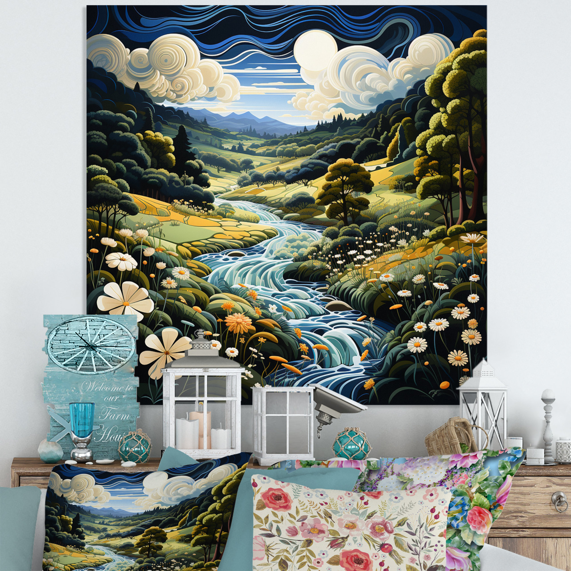 Millwood Pines Countryside Winding River II - Landscapes Metal Wall Art ...