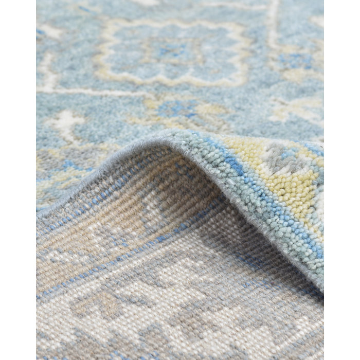 Canora Grey Kendon Handmade Hand-Knotted Wool Light Blue Rug & Reviews ...