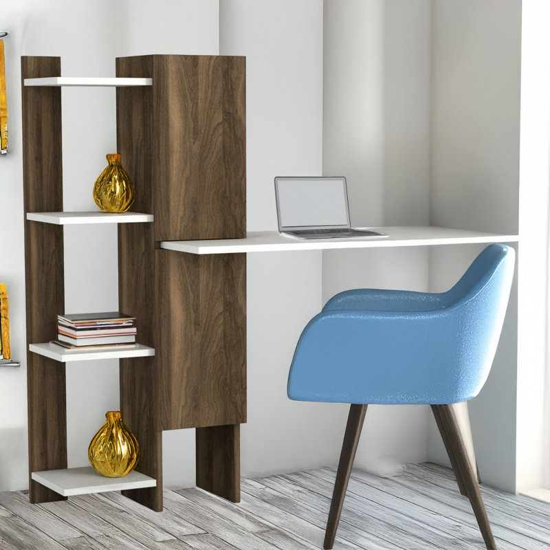 Corrigan Studio® Study Desk & Bookcase With 4 Tiers And 2 Cabinets ...