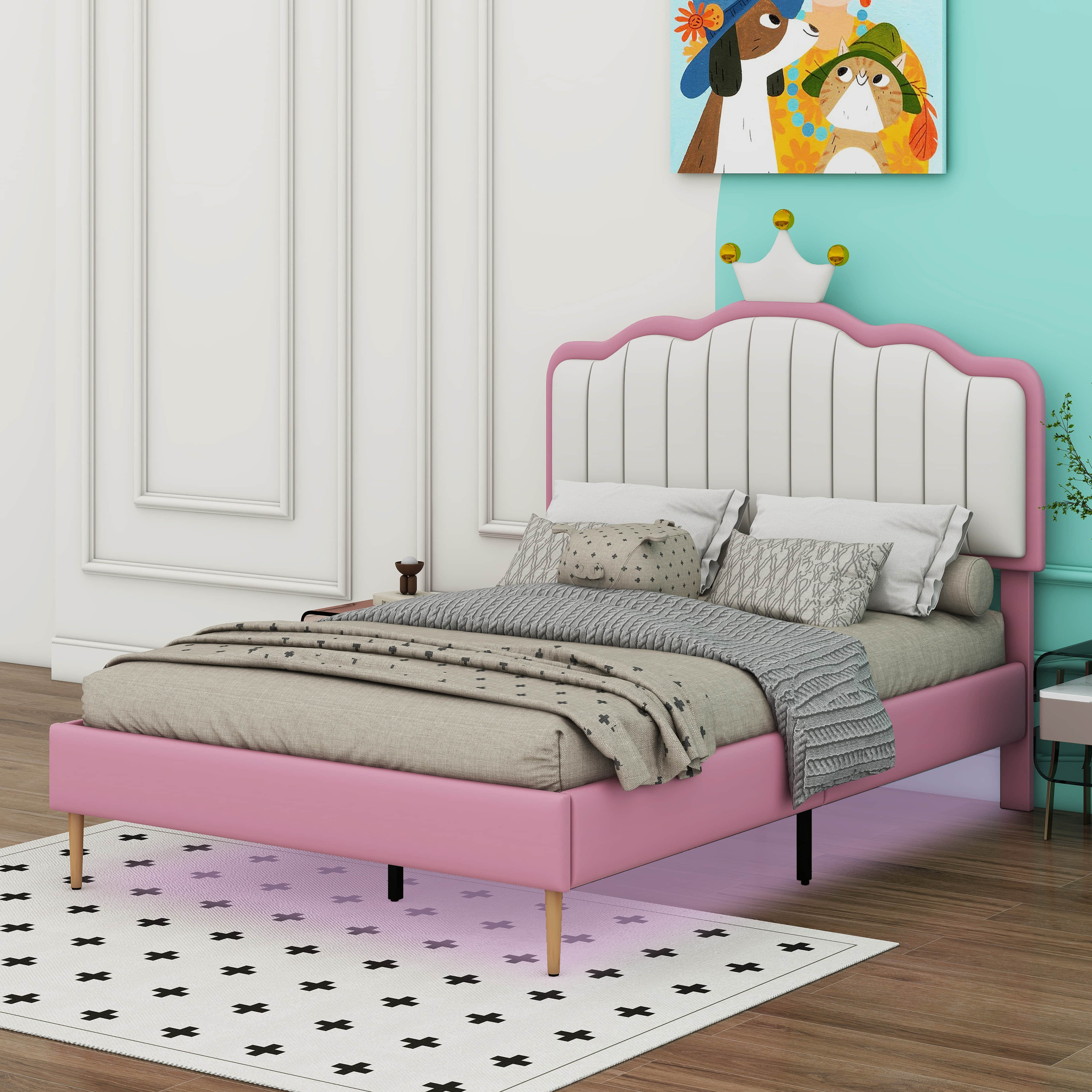 Gemma Violet Kelli Upholstered Princess Bed With Crown Headboard ...