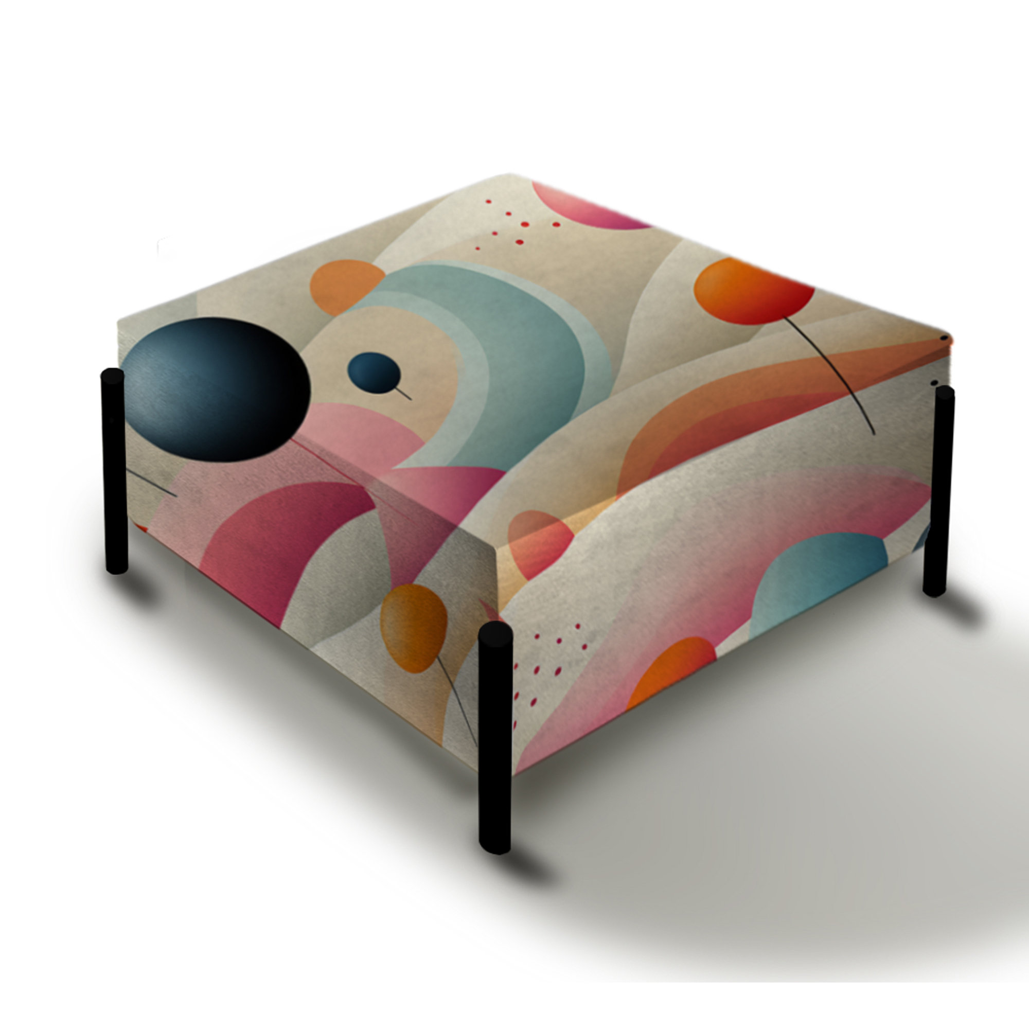 Design Art Minimalist Zen Abstraction - Geometric Large Square Ottoman ...