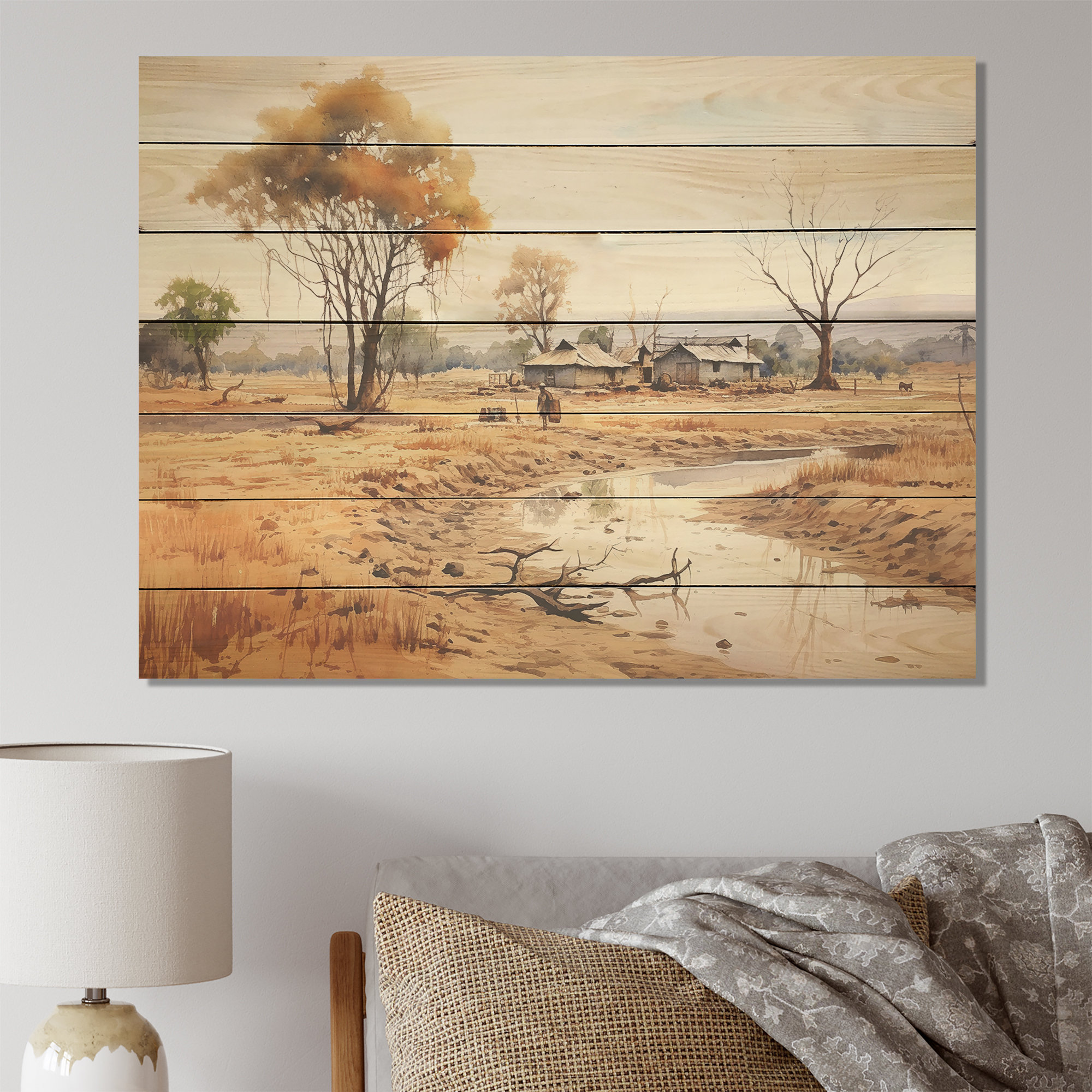 August Grove® Beige African Safari Landscape I - Africa On Wood Print ...