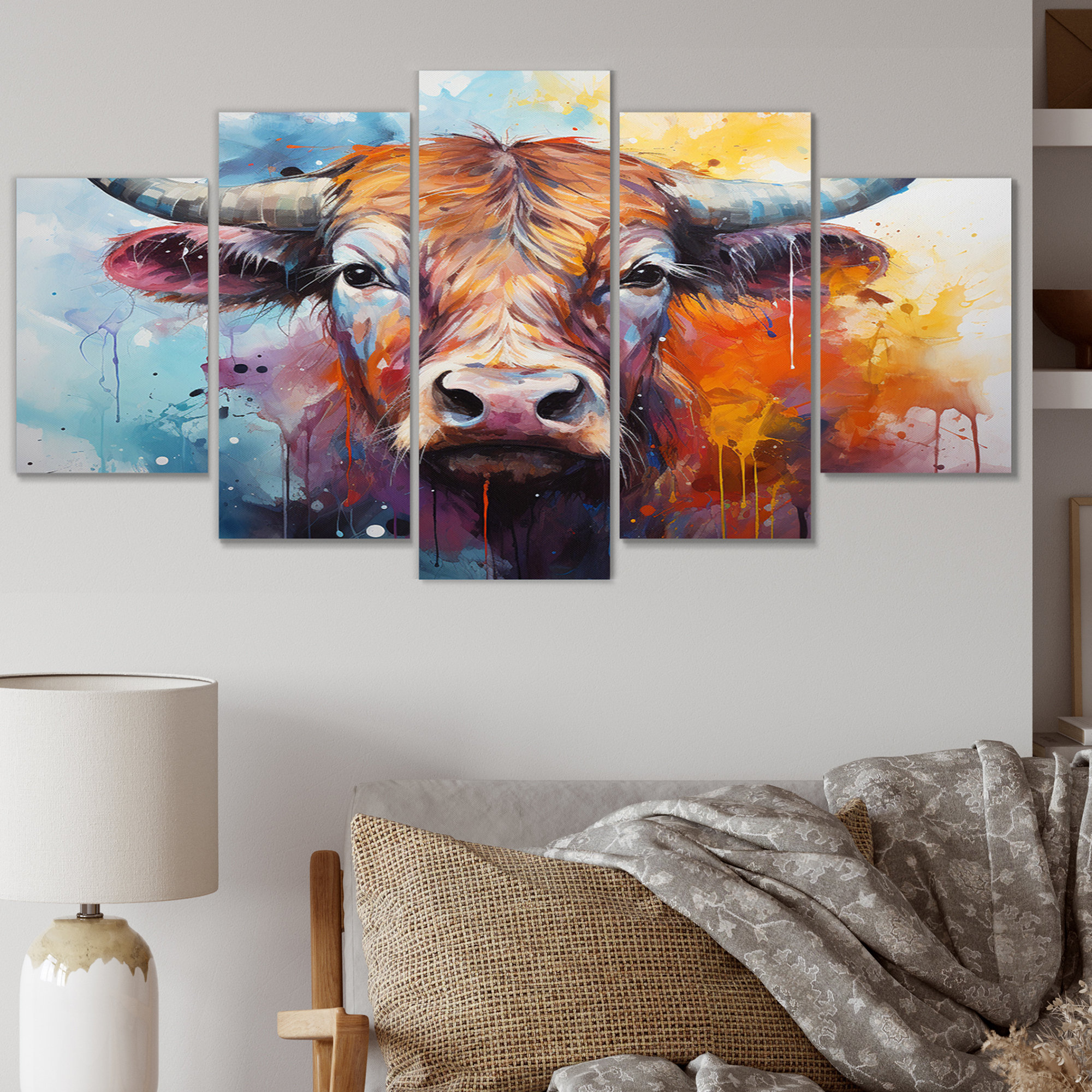 Design Art Cow Majestic Bovine Collage I - Animals Wall Art Living Room ...
