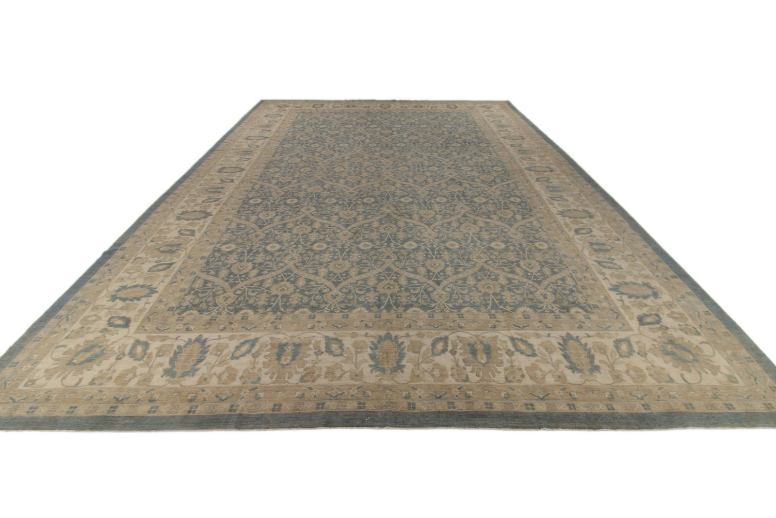 Home and Rugs 12x18 Blue and Beige Turkish Oushak Rug | Wayfair