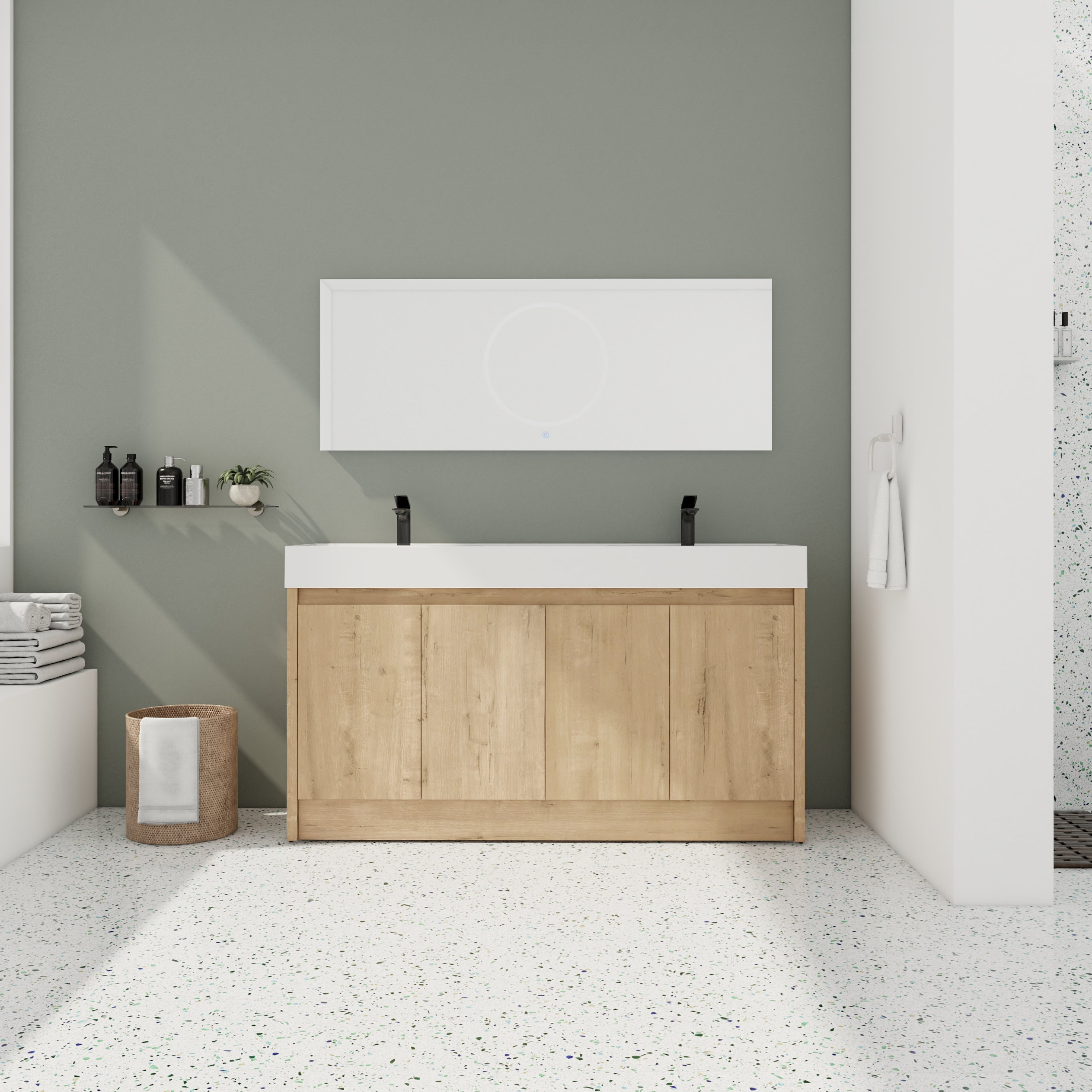 Latitude Run® 60" Freestanding Double Bathroom Vanity with Resin Top ...