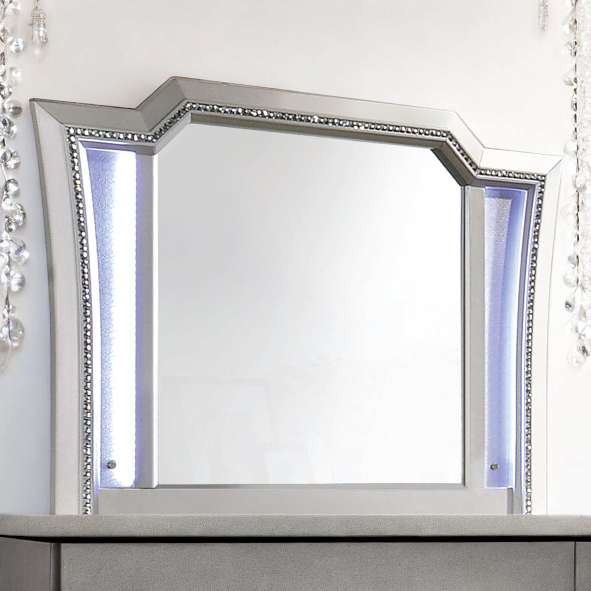 Mercer41 Kaitlyn Metallic Gray Finish Mirror W/Led | Wayfair