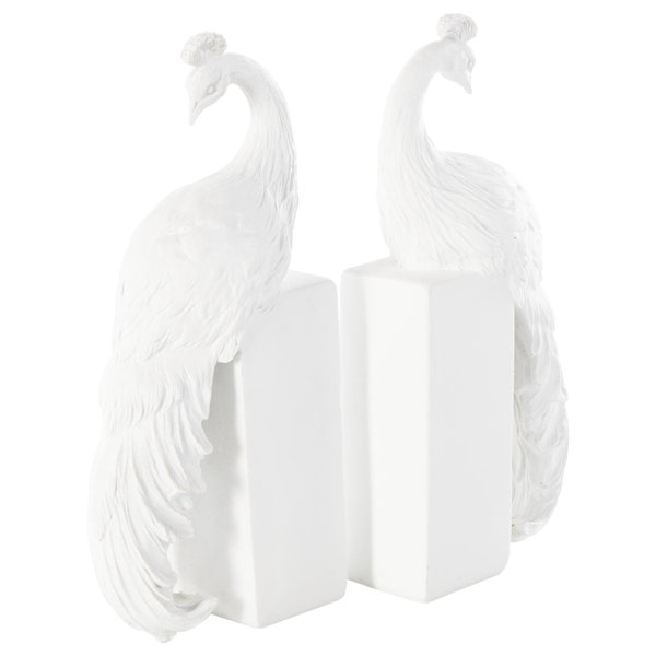 Mercer41 Cole And Grey Resin Textured Peacock Decorative Bookends With ...