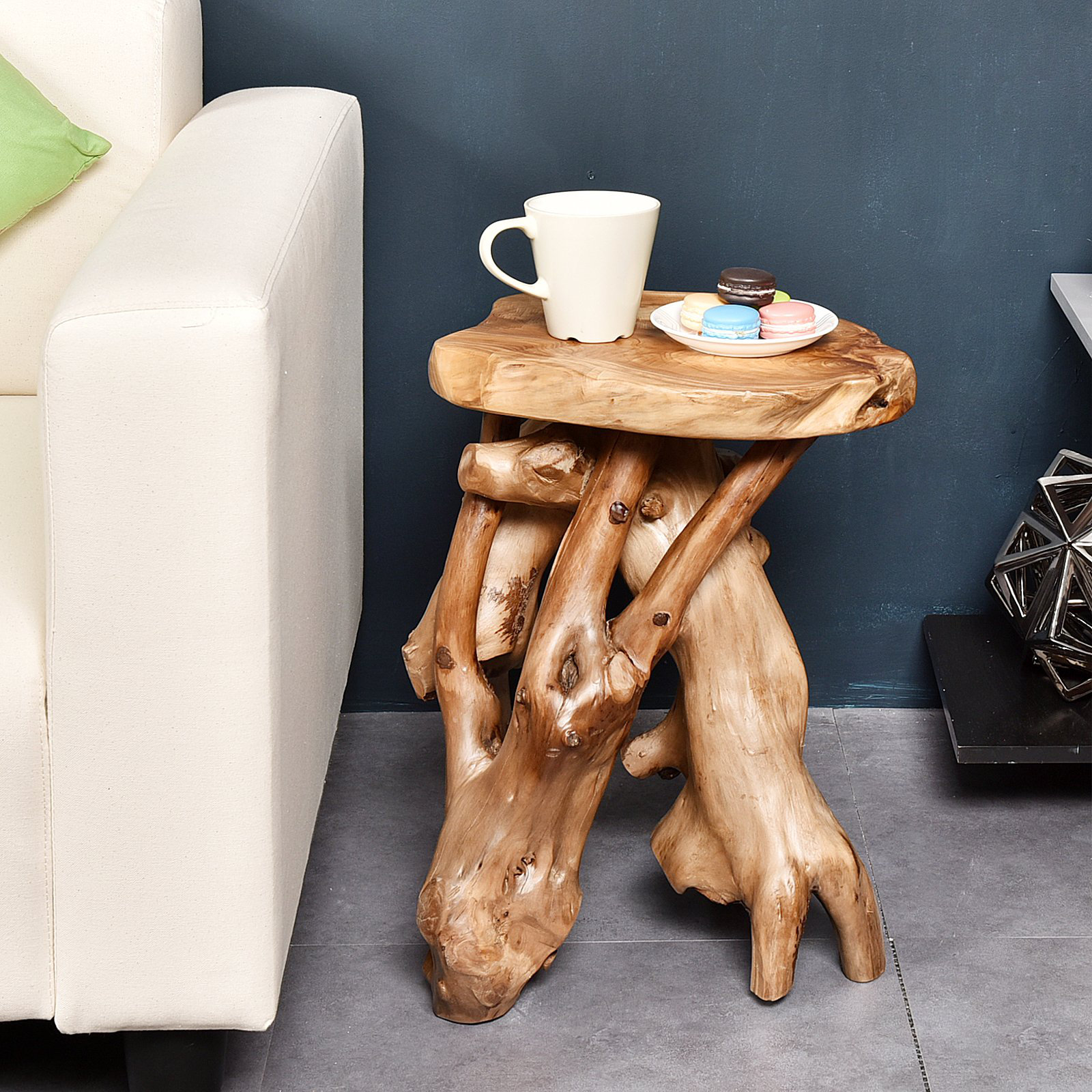 One Allium Way Cedar Root Wood Log Side Table, End Table, Rustic ...