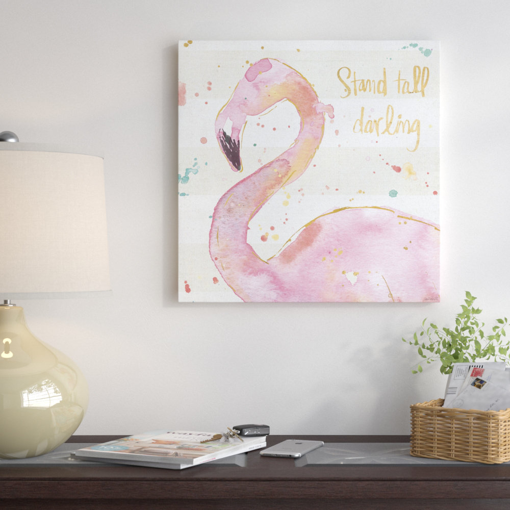 East Urban Home 'Flamingo Fever III' Painting Print Wrapped on Canvas ...