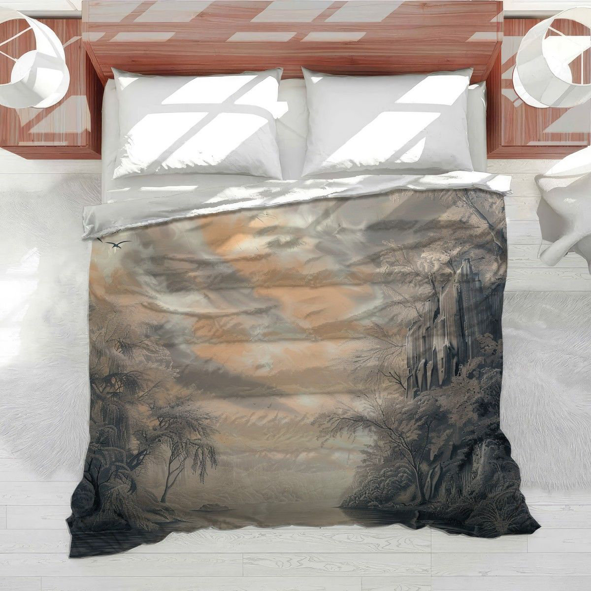 VisionDecor Winter Scene Bedding Landscape Duvet Cover Serene | Wayfair