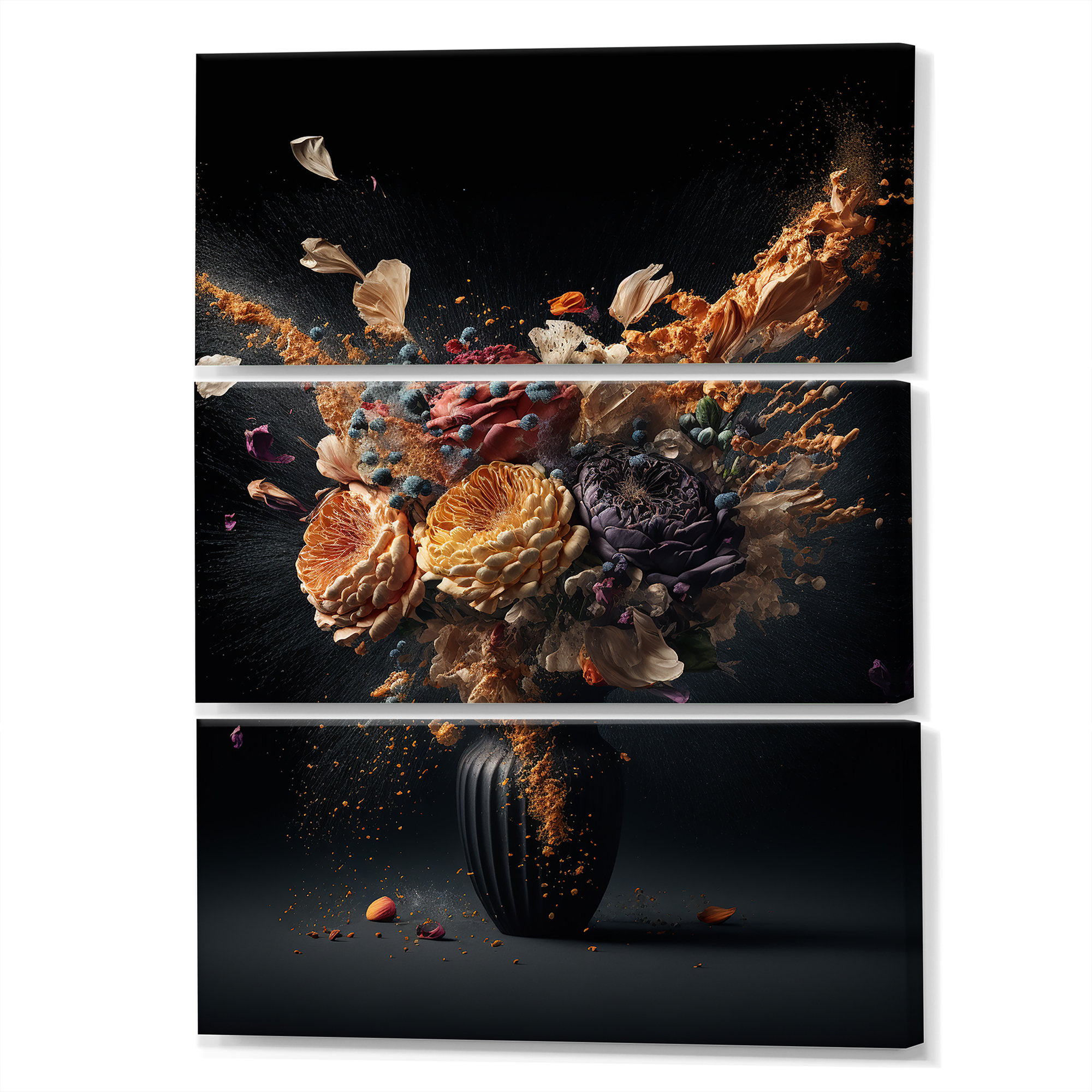 Design Art Still Life With Exploding Blossoming Flowers - Floral Canvas ...