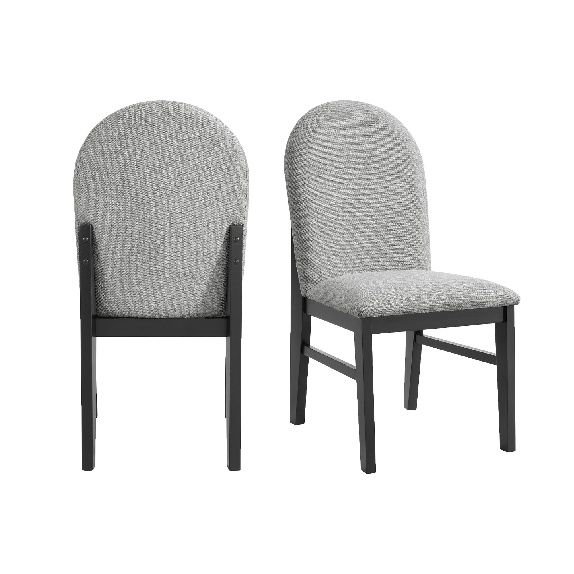 Winston Porter Yuri Dining Side Chair with Light Grey Fabric in Black ...