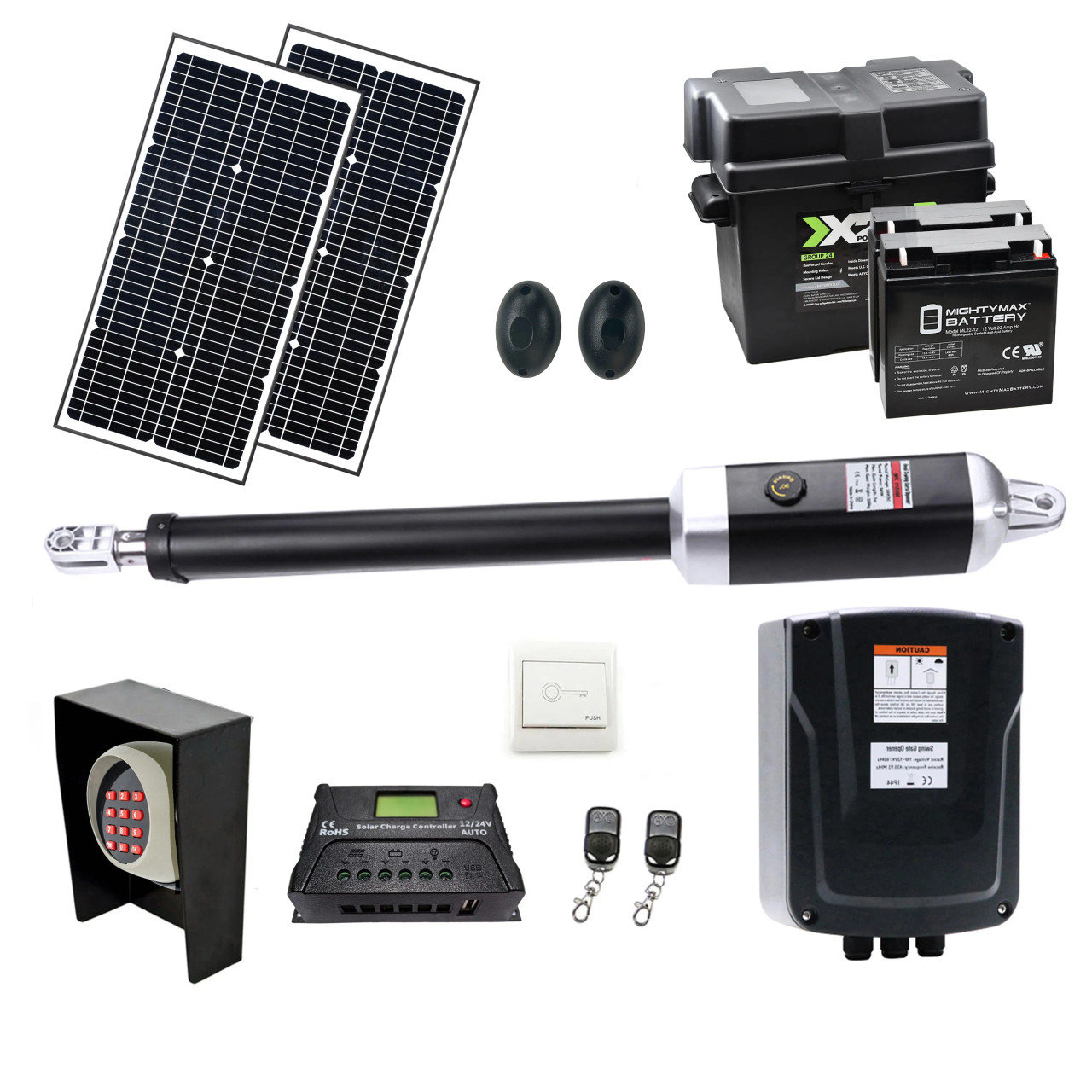 ALEKO Single Swing Gate Operator - GG850/AS850 AC/DC - Solar Kit 60W ...