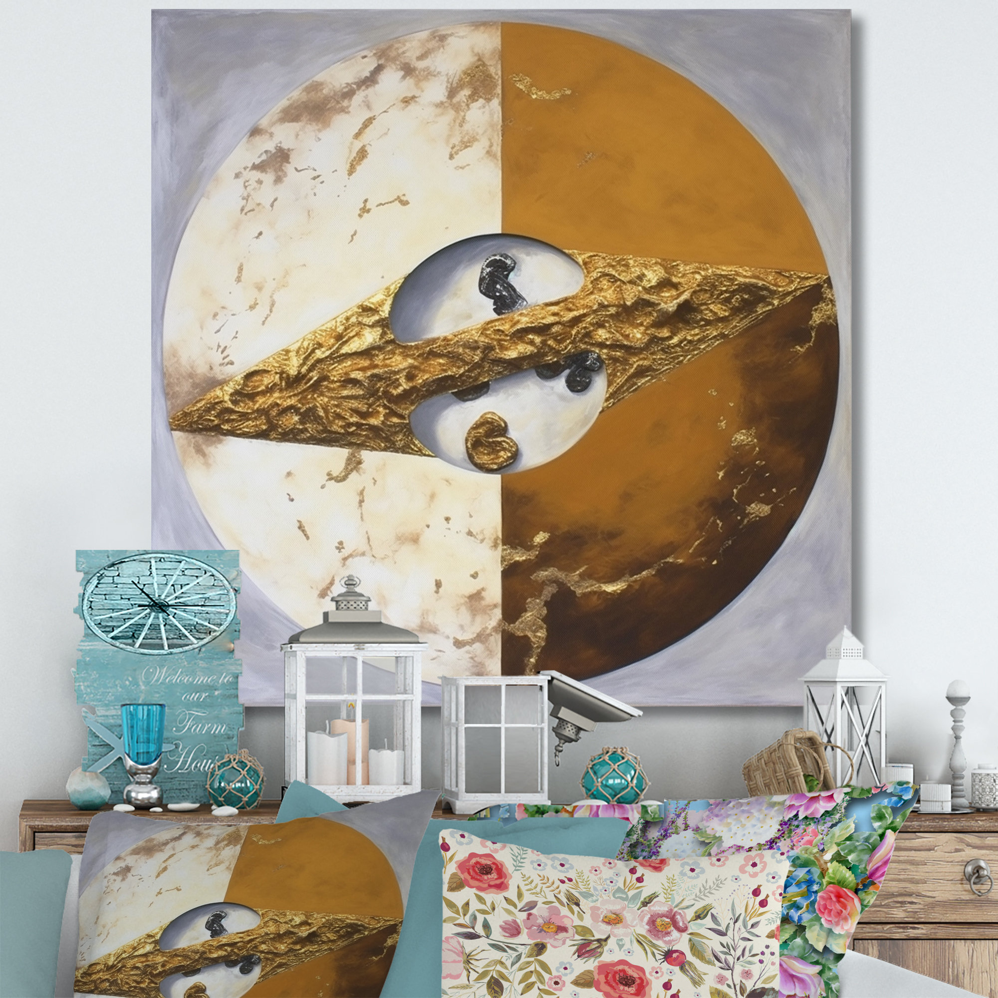 Longshore Tides Gold White Yin And Yang II - Meditation Canvas Print ...