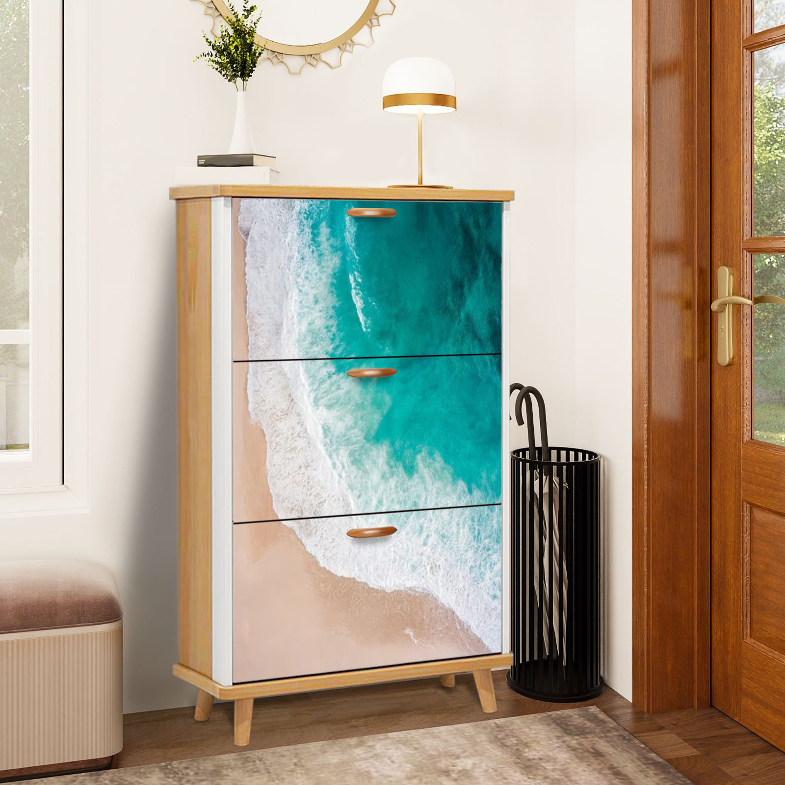 East Urban Home Shoe Storage Cabinet with 3 Flip Drawers for Paradise ...