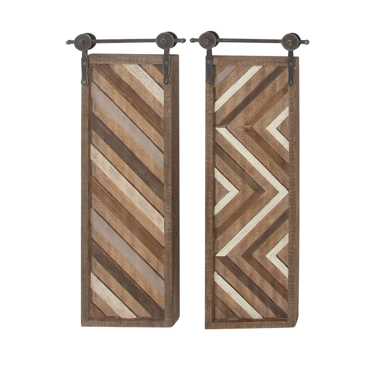 Union Rustic Wood Linear Carved Geometric Brown Wall Decor with ...