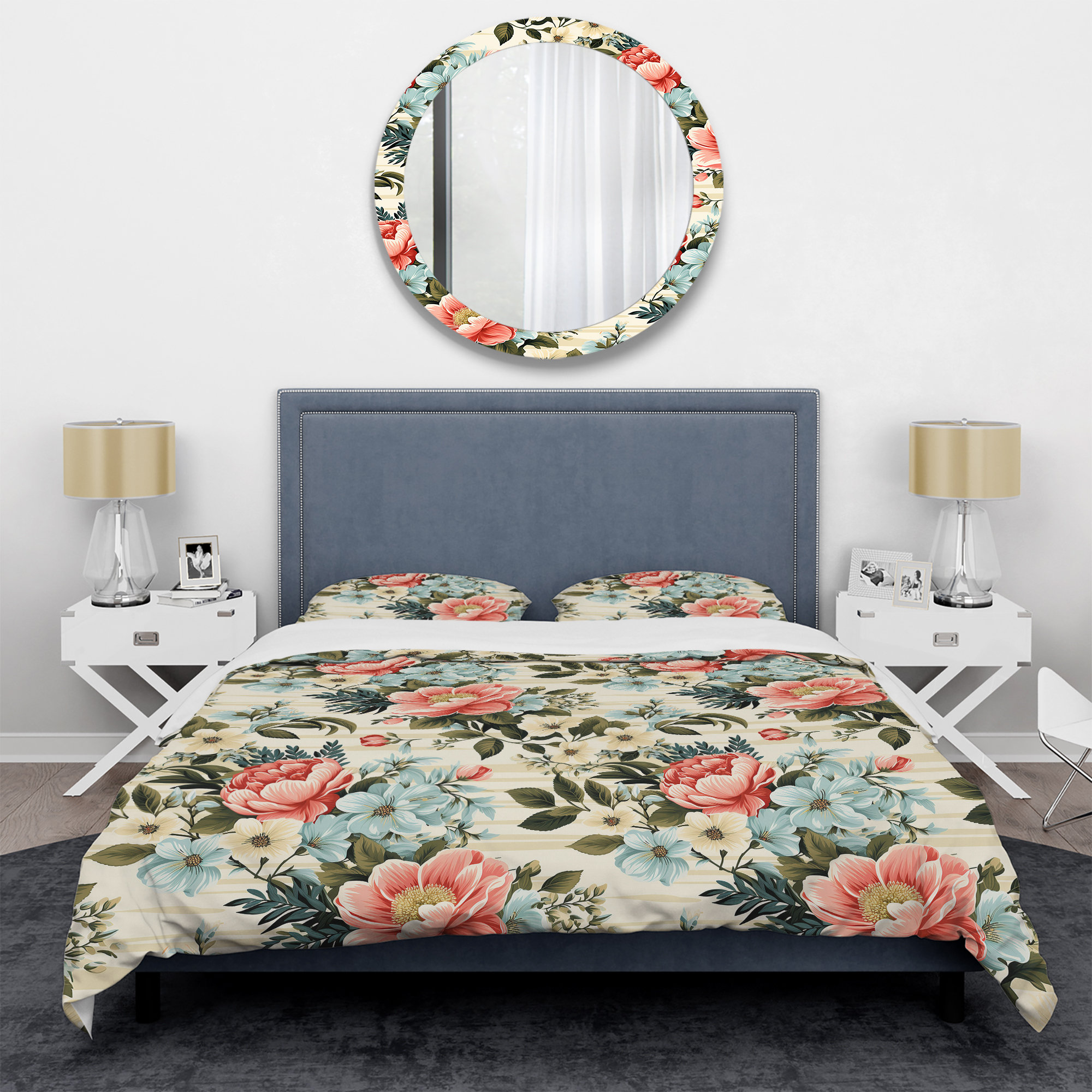 Design Art Pink Floral Gardens Serenade Beauty IV Bedding | Wayfair