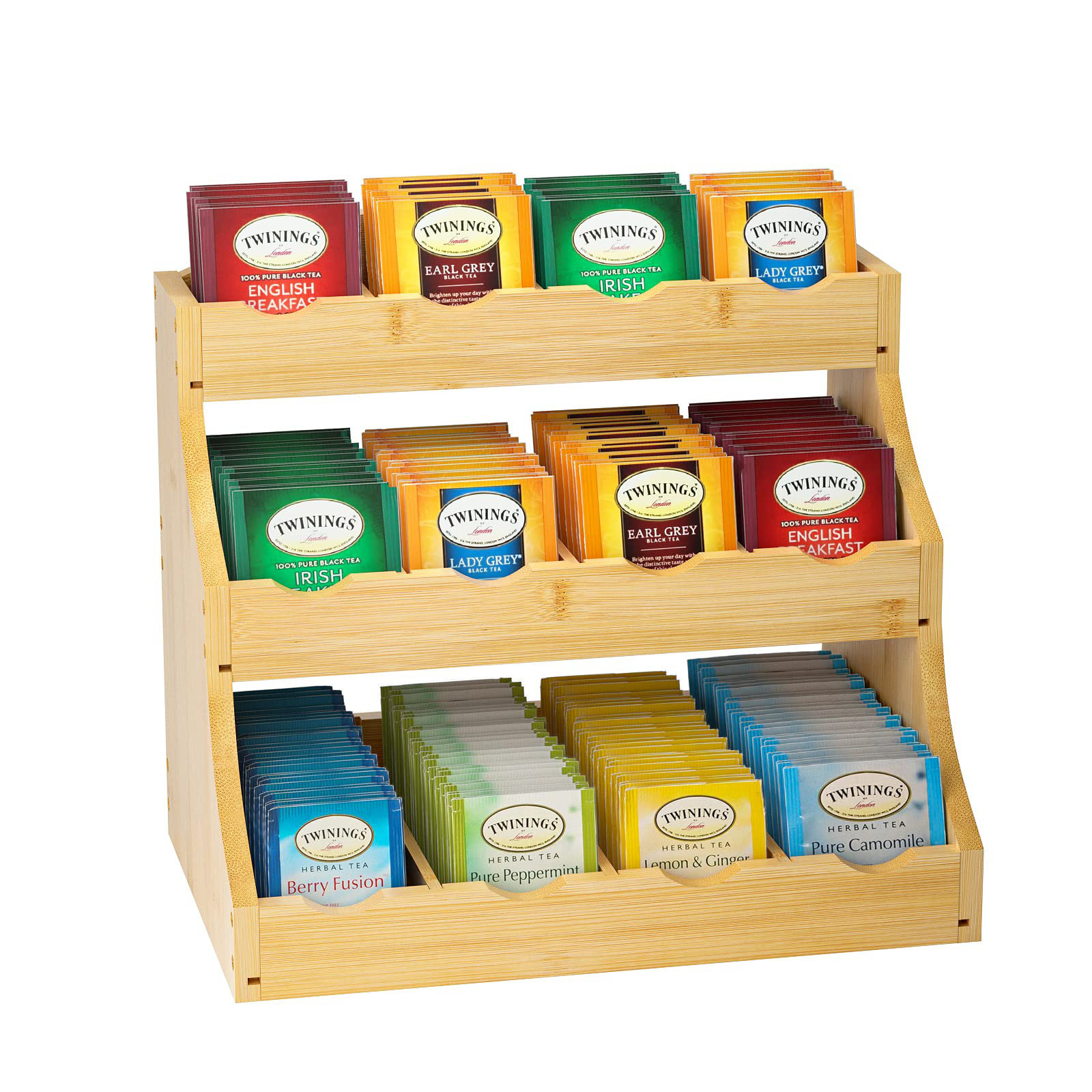 Passetas Bamboo Tea Organizer, Tea Bag Organizer For Cabinet, 3-Tier ...