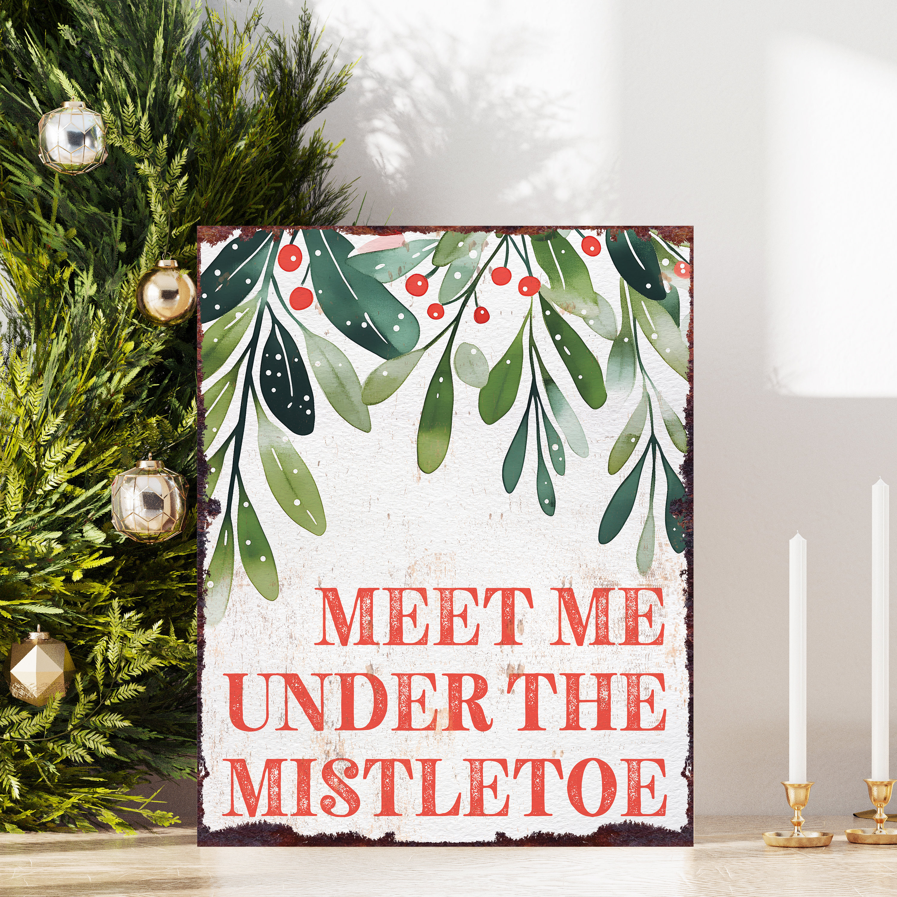 The Holiday Aisle® 15in Christmas Table Decor | Holiday Meet Me Under ...