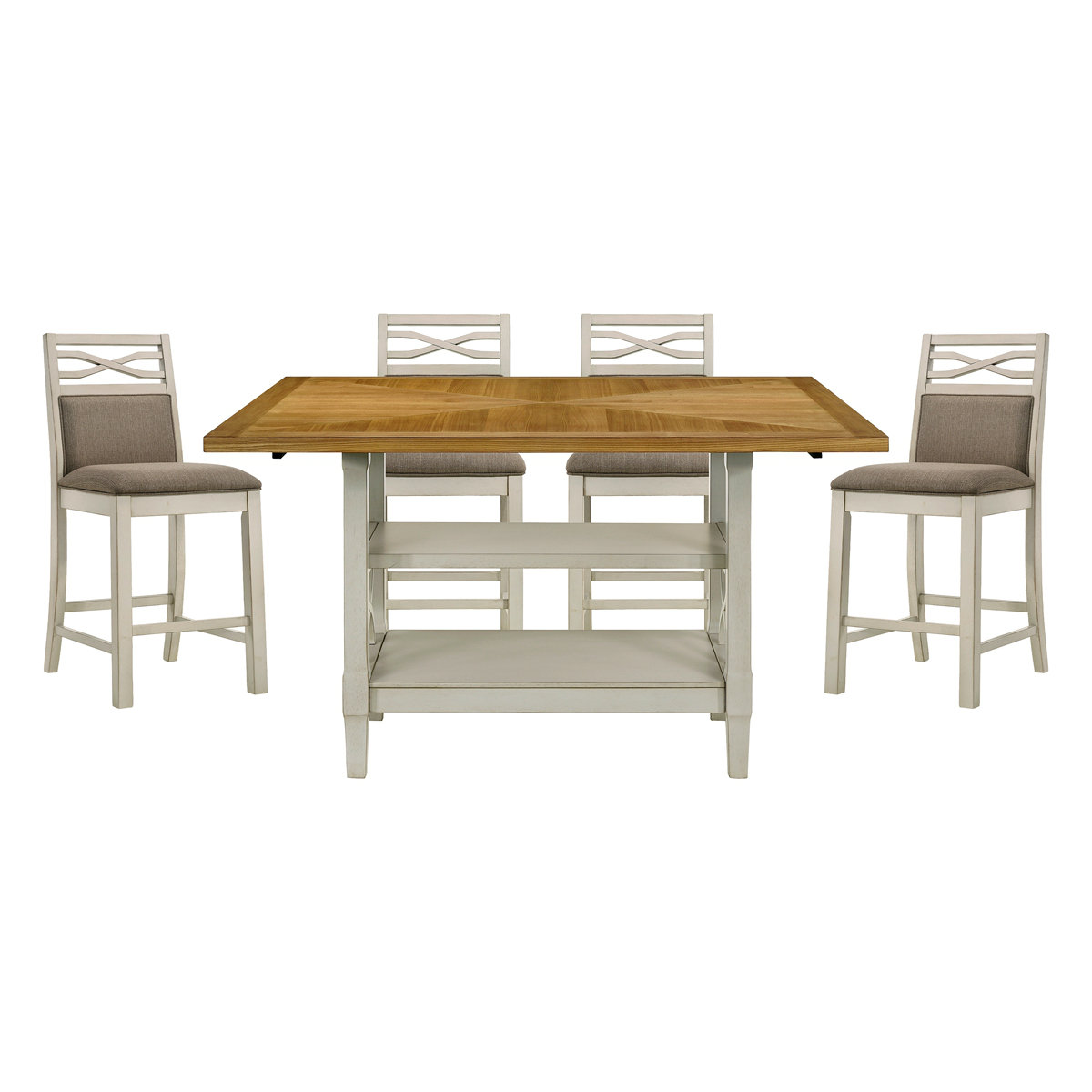 Gracie Oaks Pc Dining Set Counter Height Table Base With Shelves ...
