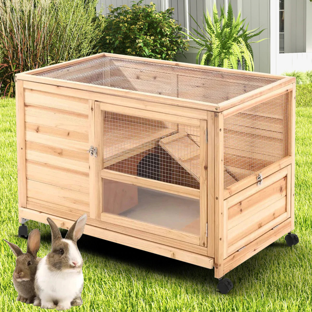 Tucker Murphy Pet™ 36" Indoor And Outdoor Wooden Rabbit Hutch ...