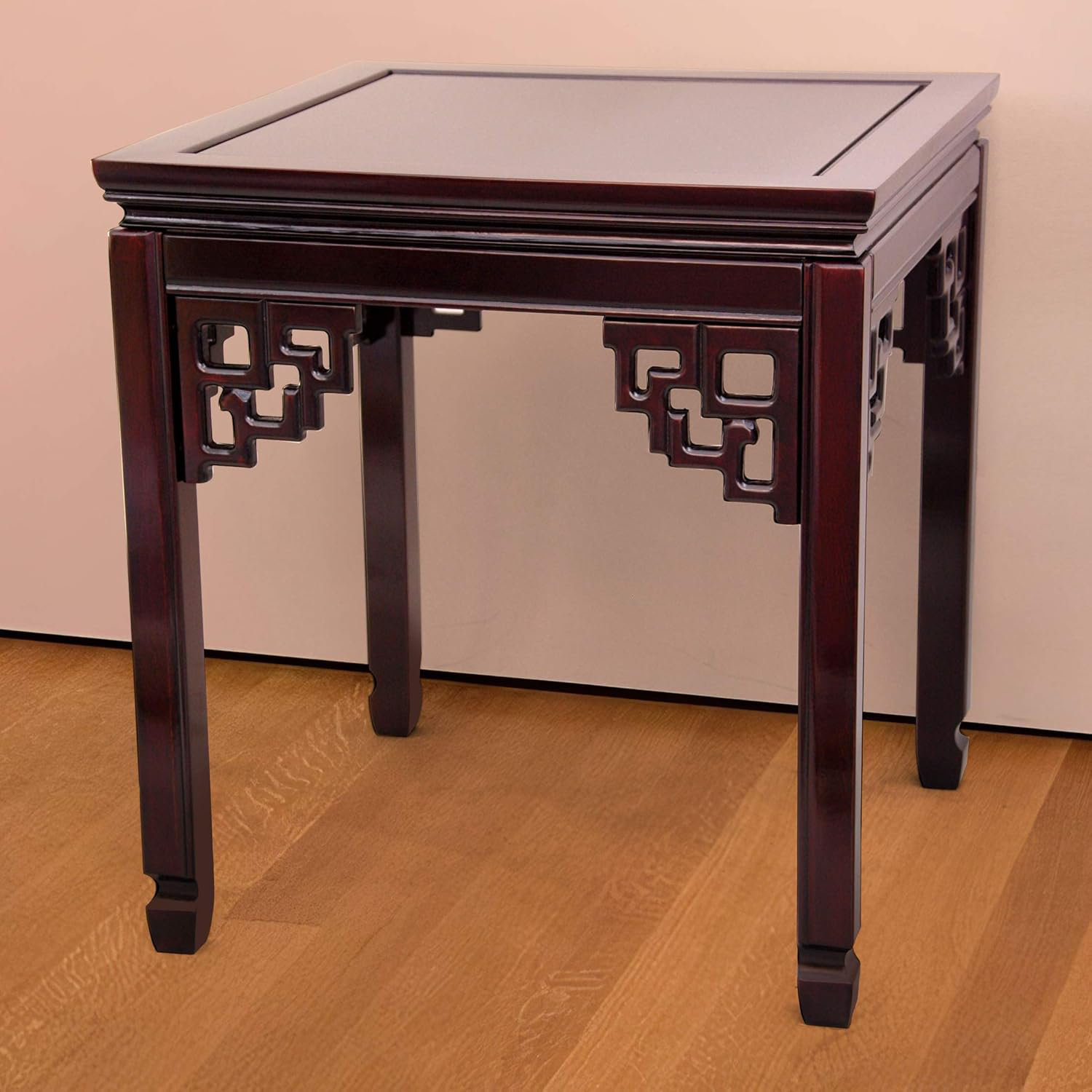 Canora Grey Rosewood Square Ming End Table With Floating Panel Design ...